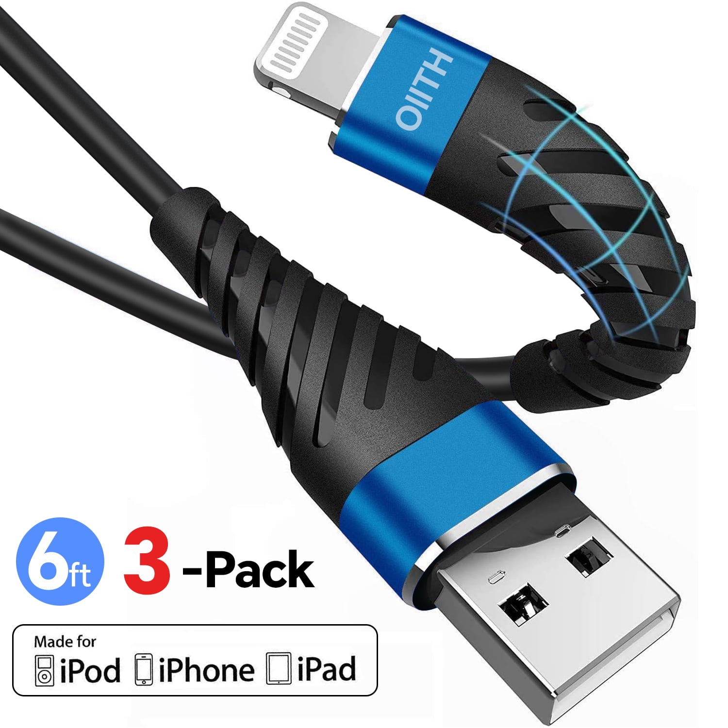 OIITH iPhone Charger Cable 3 Pack 6 Ft,Apple MFi Certified Long ...
