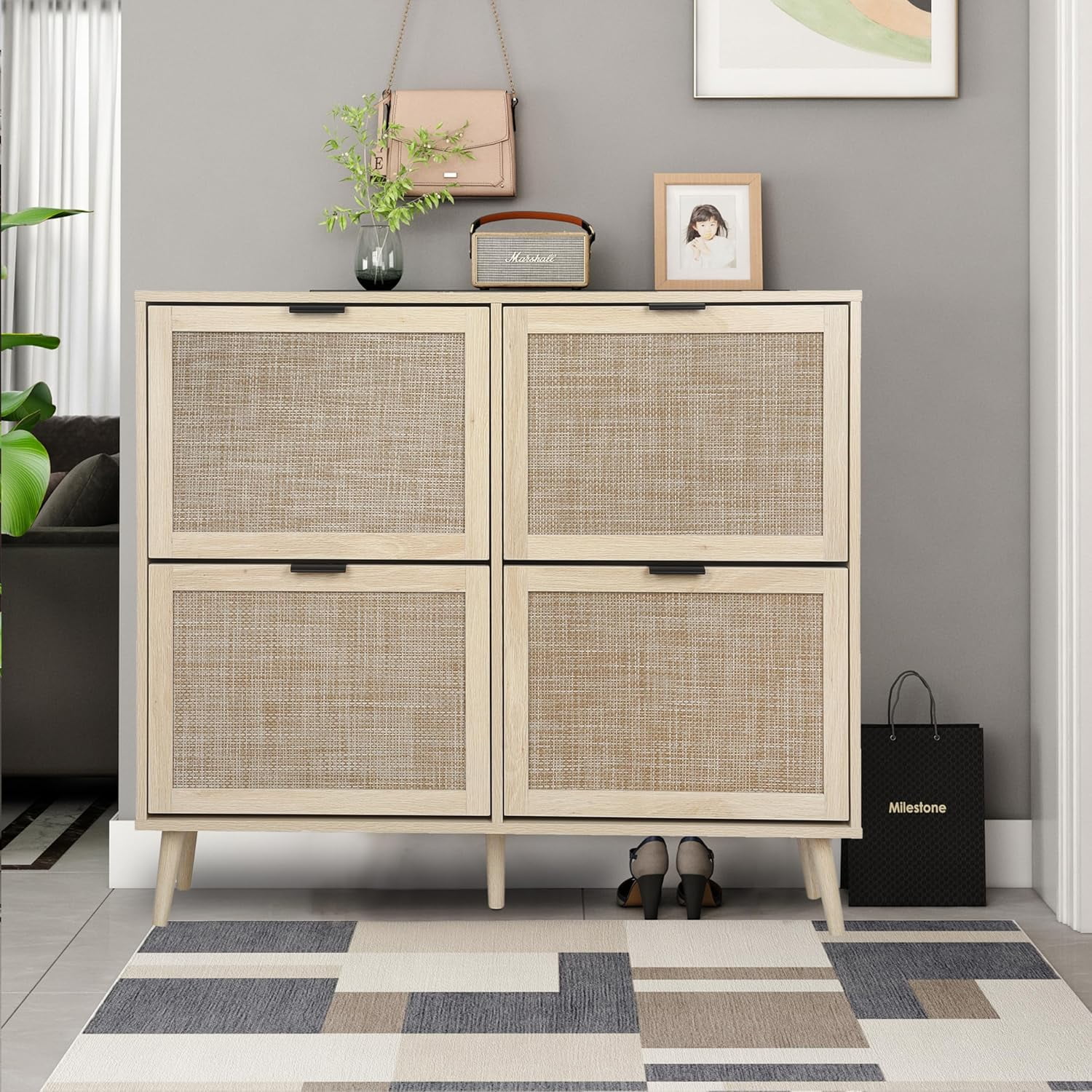 OIKMOINB 3 Drawer Steel Shoe Cabinet Freestanding Shoe Storage ...