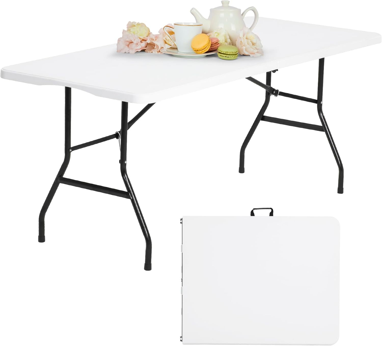 OIKMOINB 6FT Portable Camping Table Carrying Handle Practical Table for ...