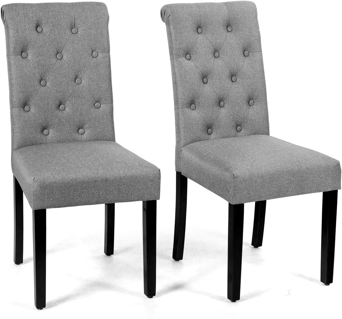 OIKMOINB Accent Dining Chairs Tufted Chairs with Solid Rubber Wood Legs ...