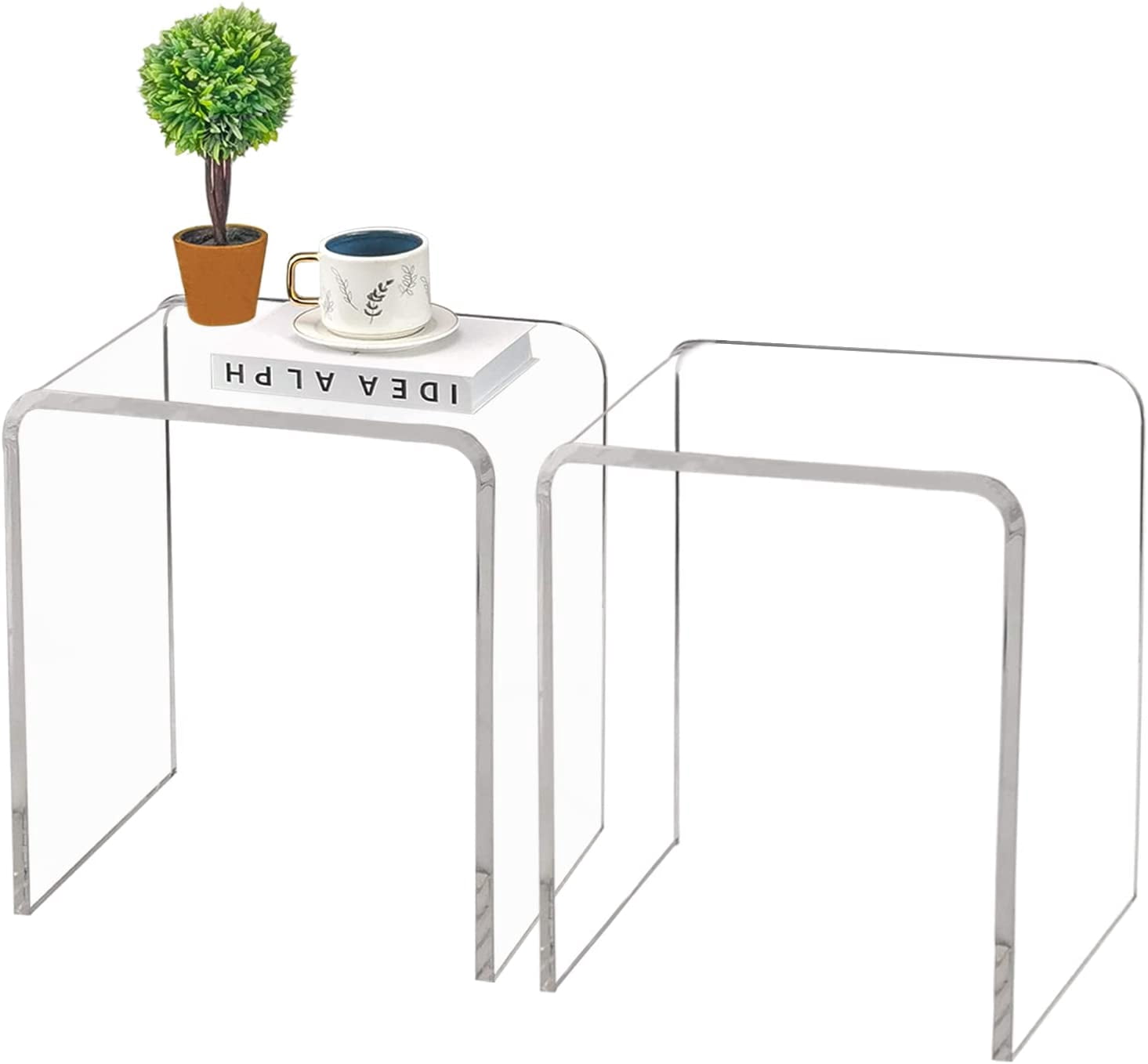 OIKMOINB Acrylic Side Table 21" H x 21" W x 12" D x 3/5'' Thick Clear ...