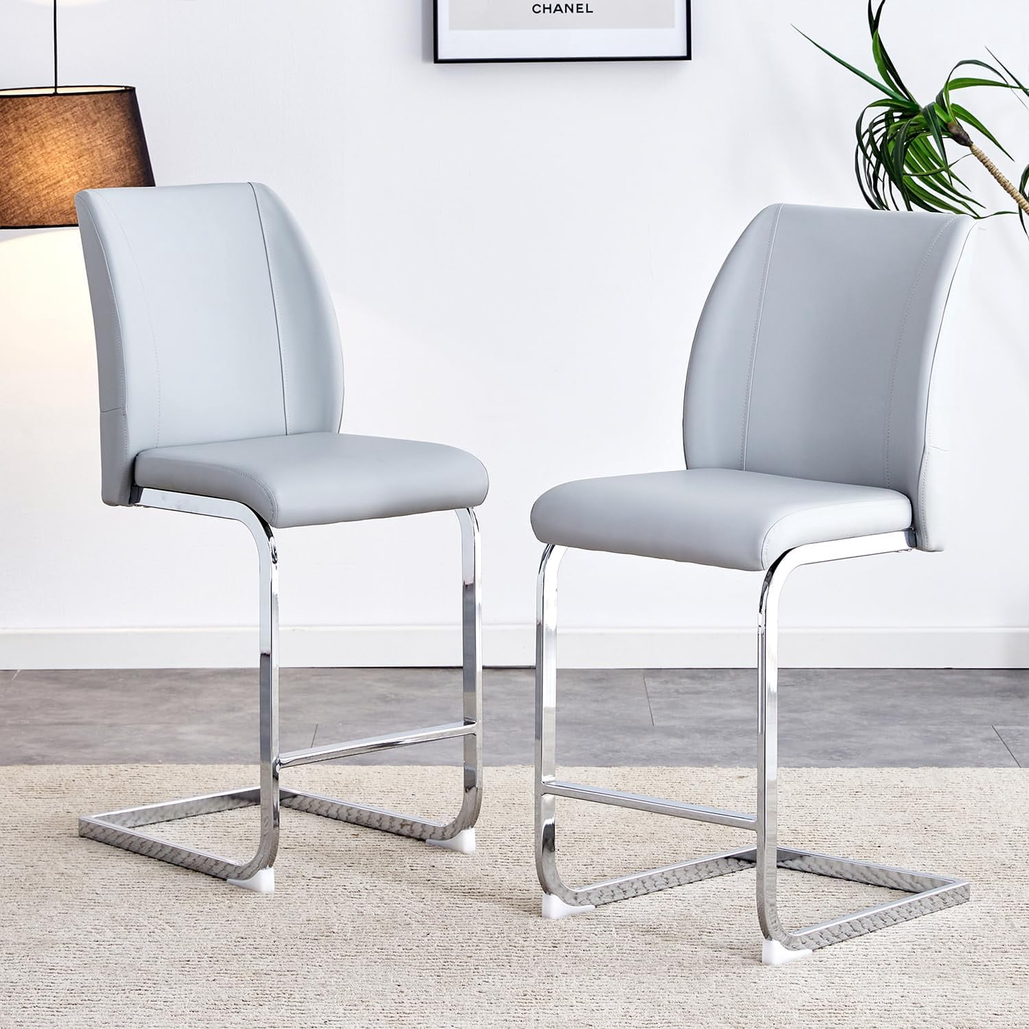 OIKMOINB Bar Stools Set of 2 Counter Height Bar Stools with Back and ...