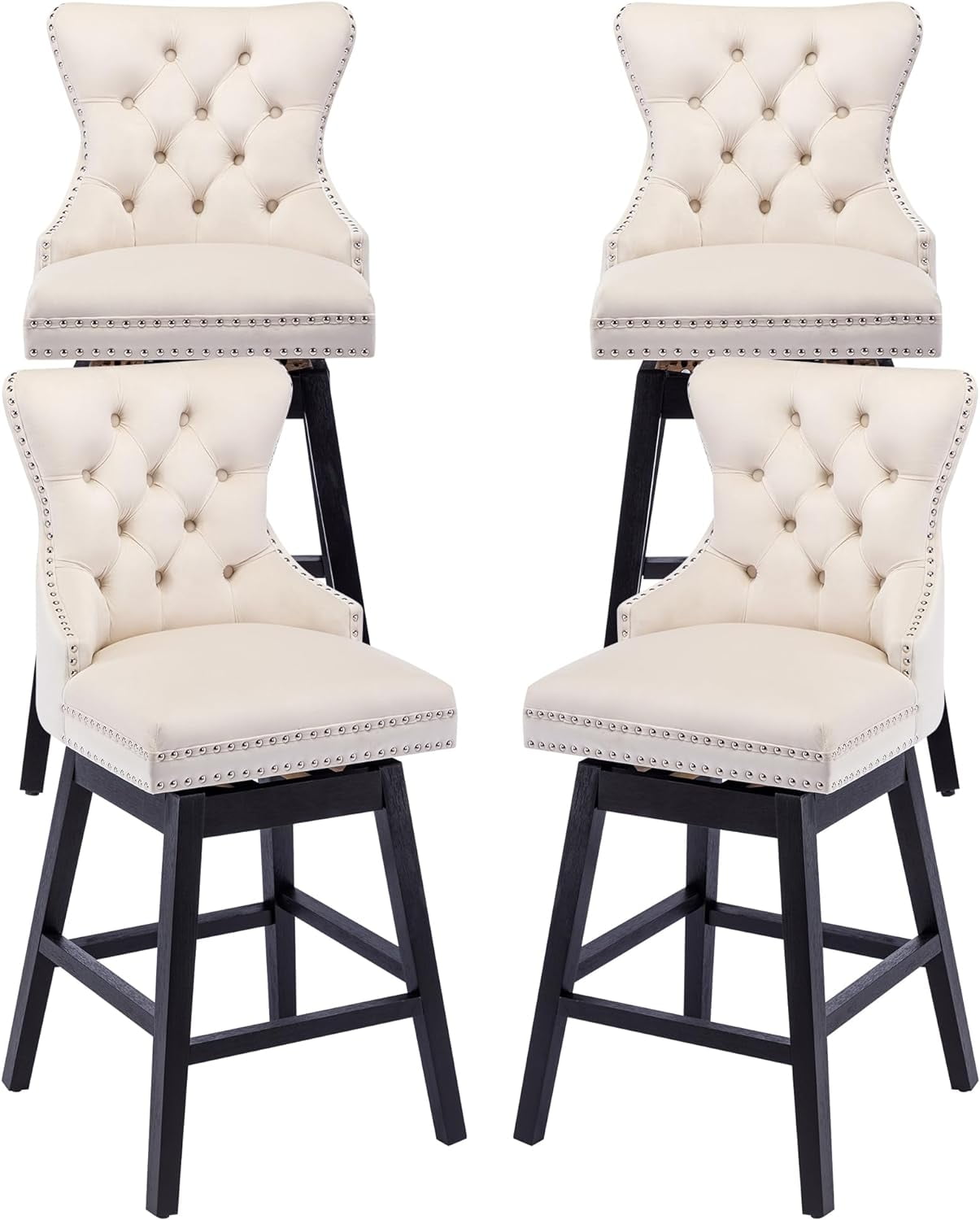 OIKMOINB Bar Stools Set of 2 Velvet 26 Counter Height Stools with ...