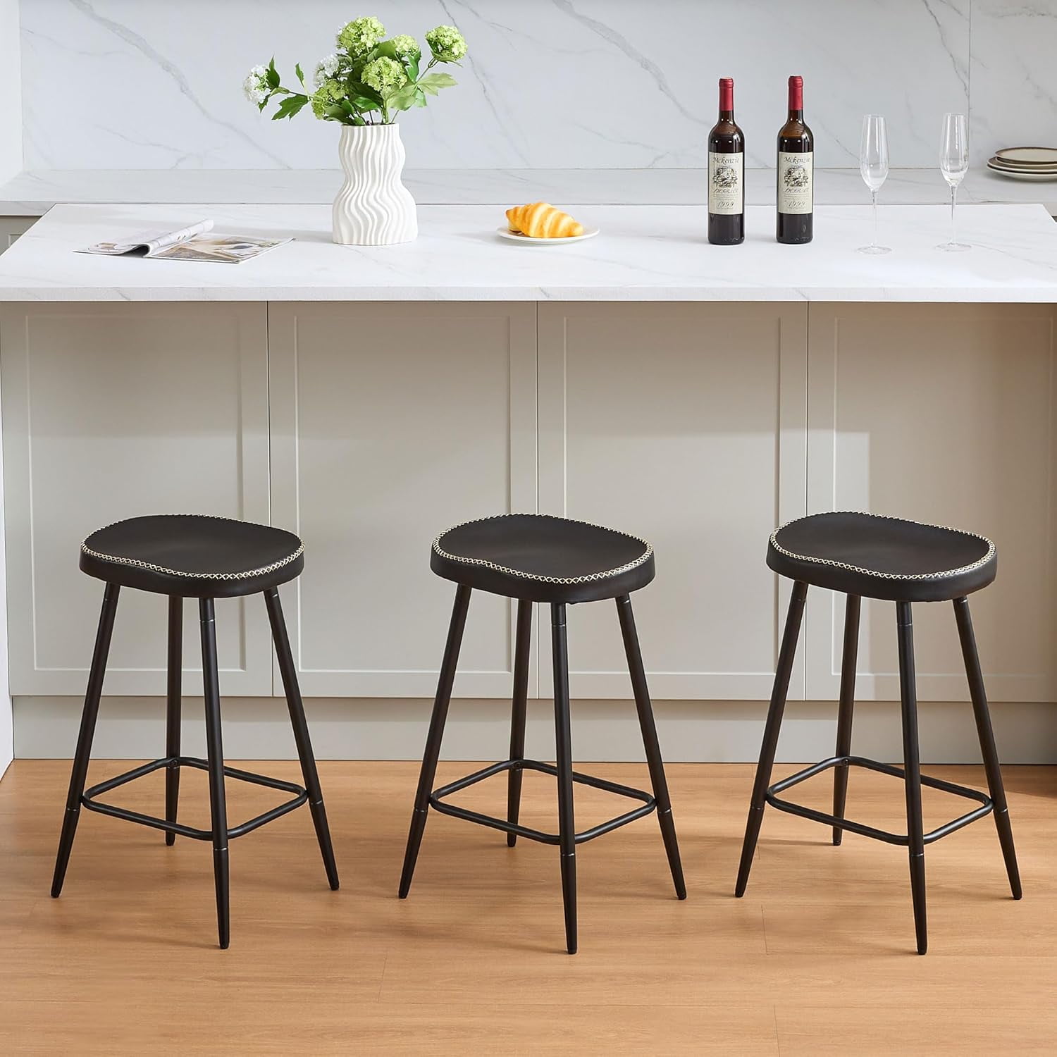OIKMOINB Bar Stools Set of 4 Modern 28 inch Bar Height Stools Faux ...