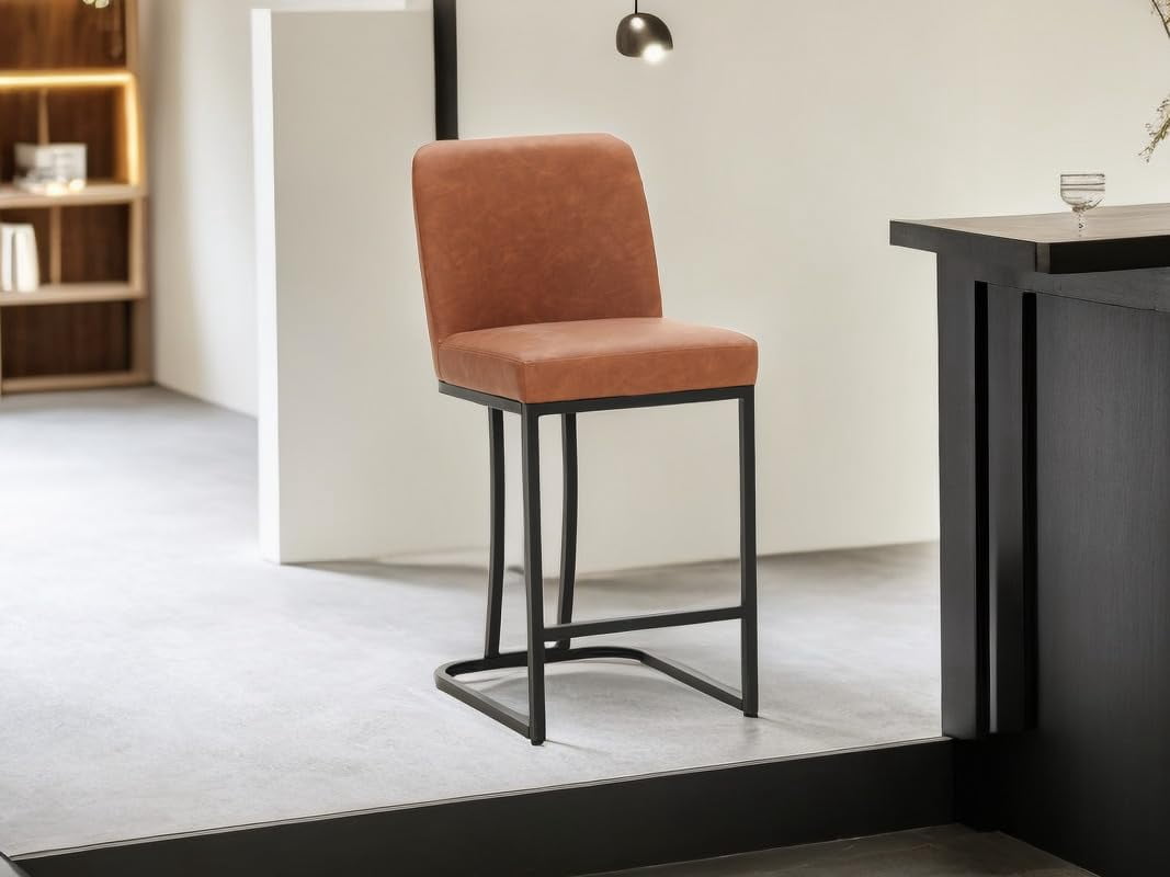OIKMOINB Black Counter Height Bar Stool with Back for Kitchen Counter ...
