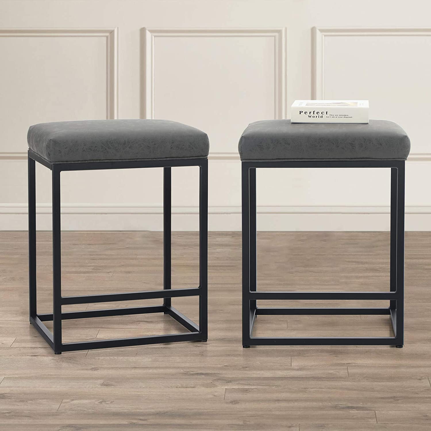 OIKMOINB Black Counter Height Bar Stools for Kitchen Counter 24 Inch ...