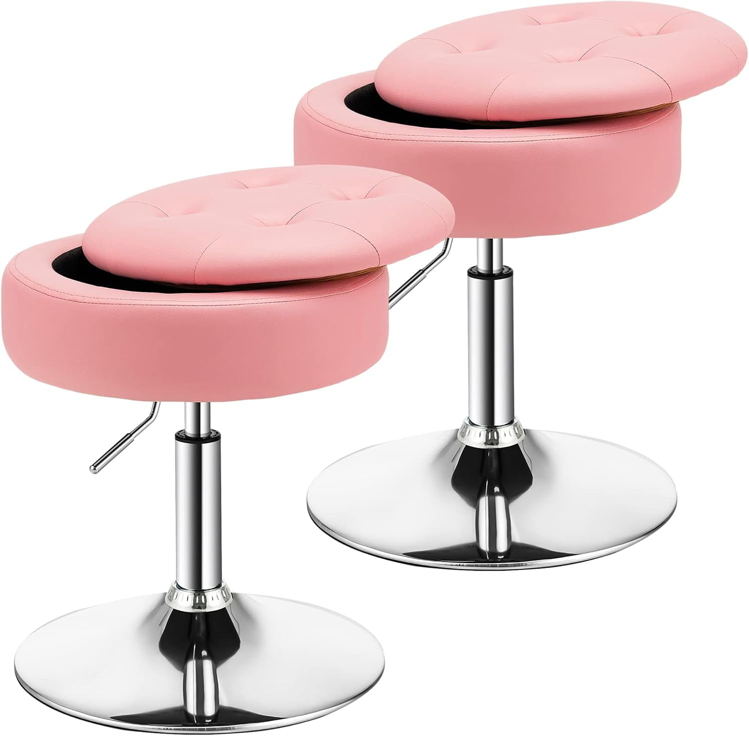 OIKMOINB Counter Height Bar Stool Set of 3 Tufted PU Leather 20"-26" H ...