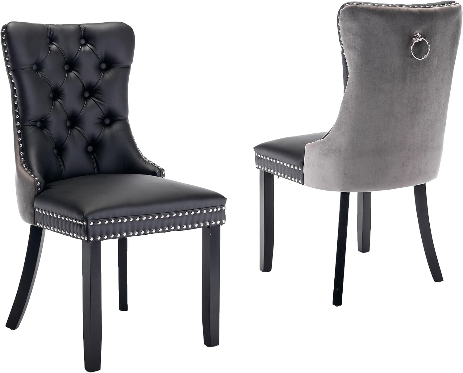OIKMOINB Dining Chairs Velvet Upholstered Tufted Back with Nailhead ...