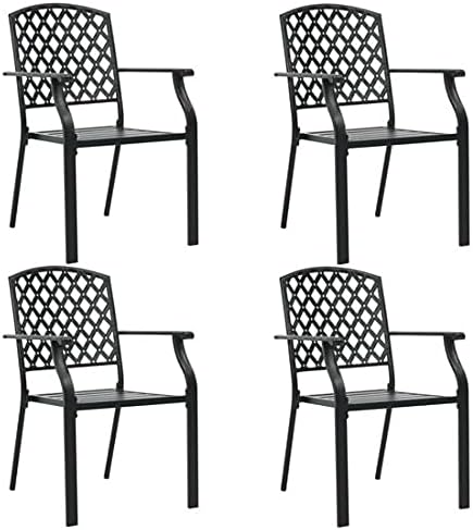 OIKMOINB Dining Room Chairs Set of 2 Black Metal Dining Chair Stackable ...