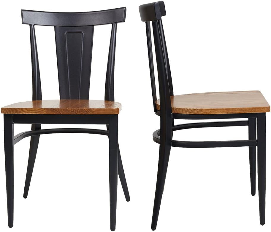 OIKMOINB Dining Room Chairs Set of 2 Black Metal Dining Chair Stackable ...
