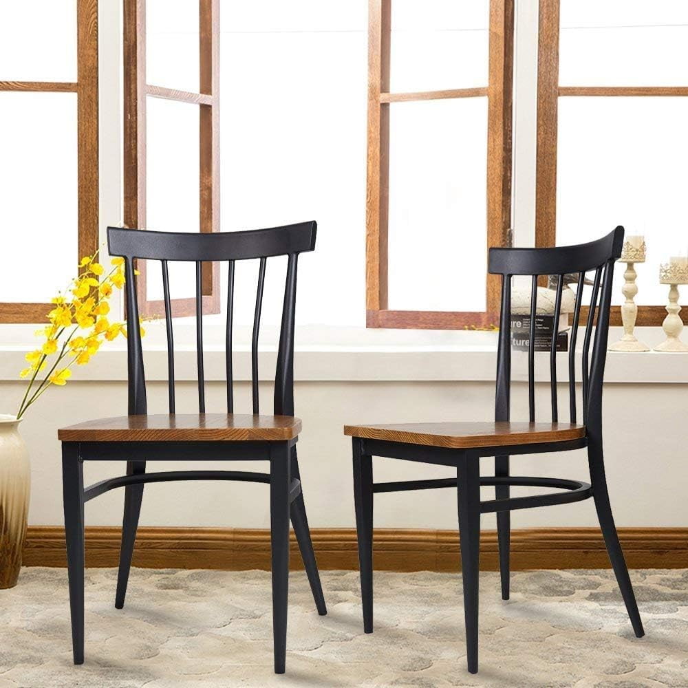 OIKMOINB Dining Room Chairs Set of 2 Black Metal Dining Chair Stackable ...