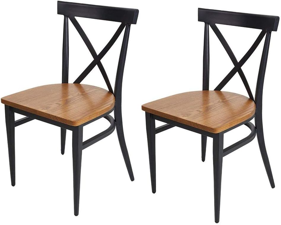 OIKMOINB Dining Room Chairs Set of 2 Black Metal Dining Chair Stackable ...