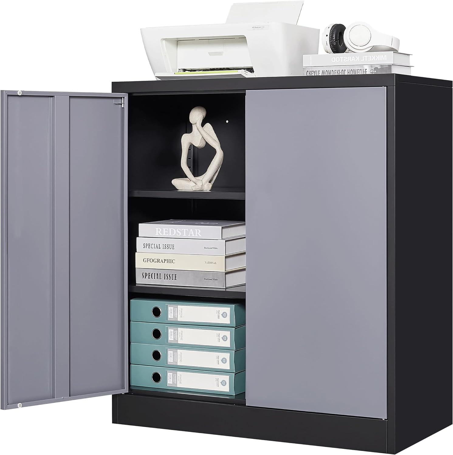 OIKMOINB Metal Storage Cabinets with Lock 71" Tall Locker Organizer ...