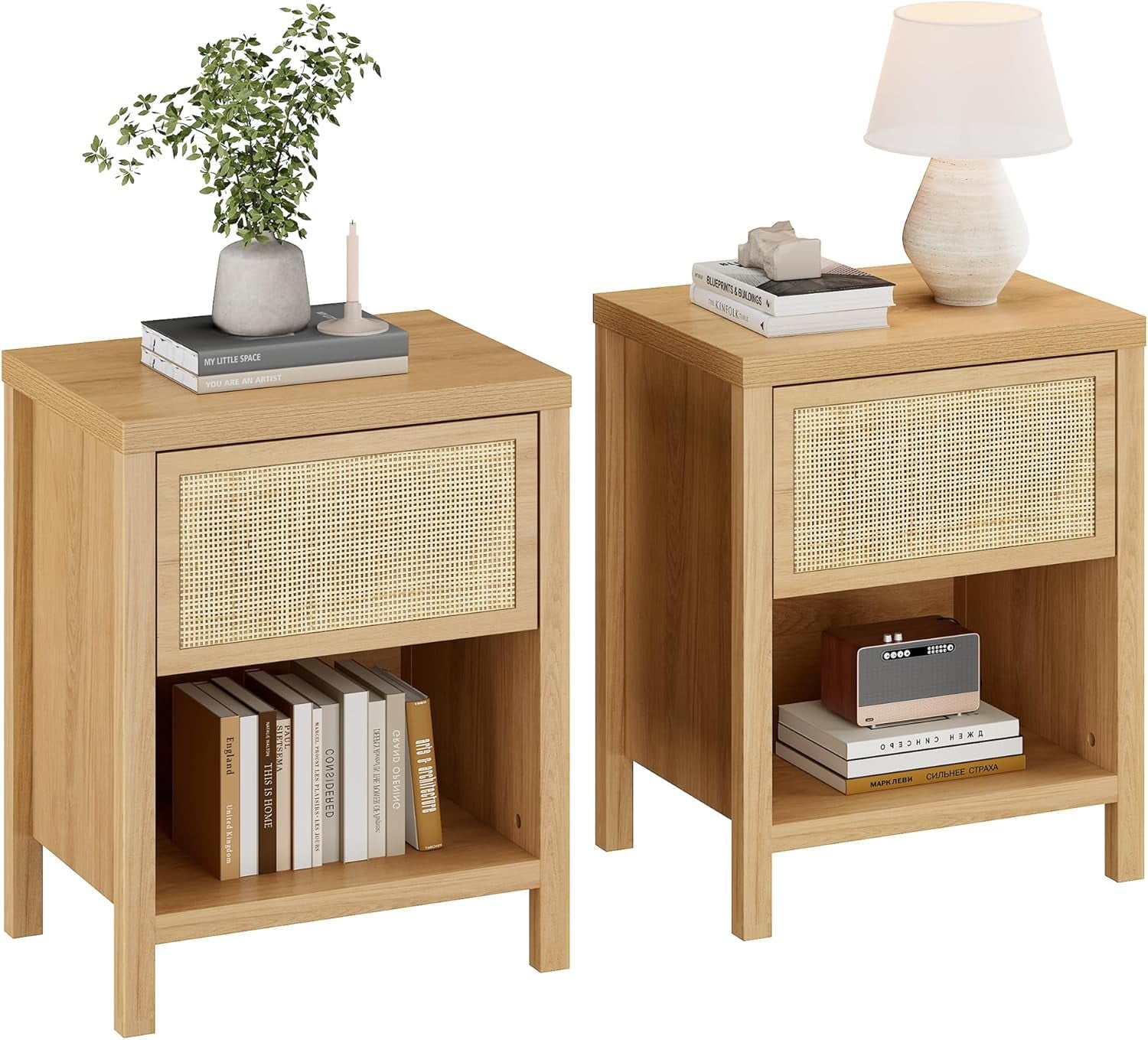 OIKMOINB Mid Century Modern Nightstand Fluted Nightstand with Hidden ...