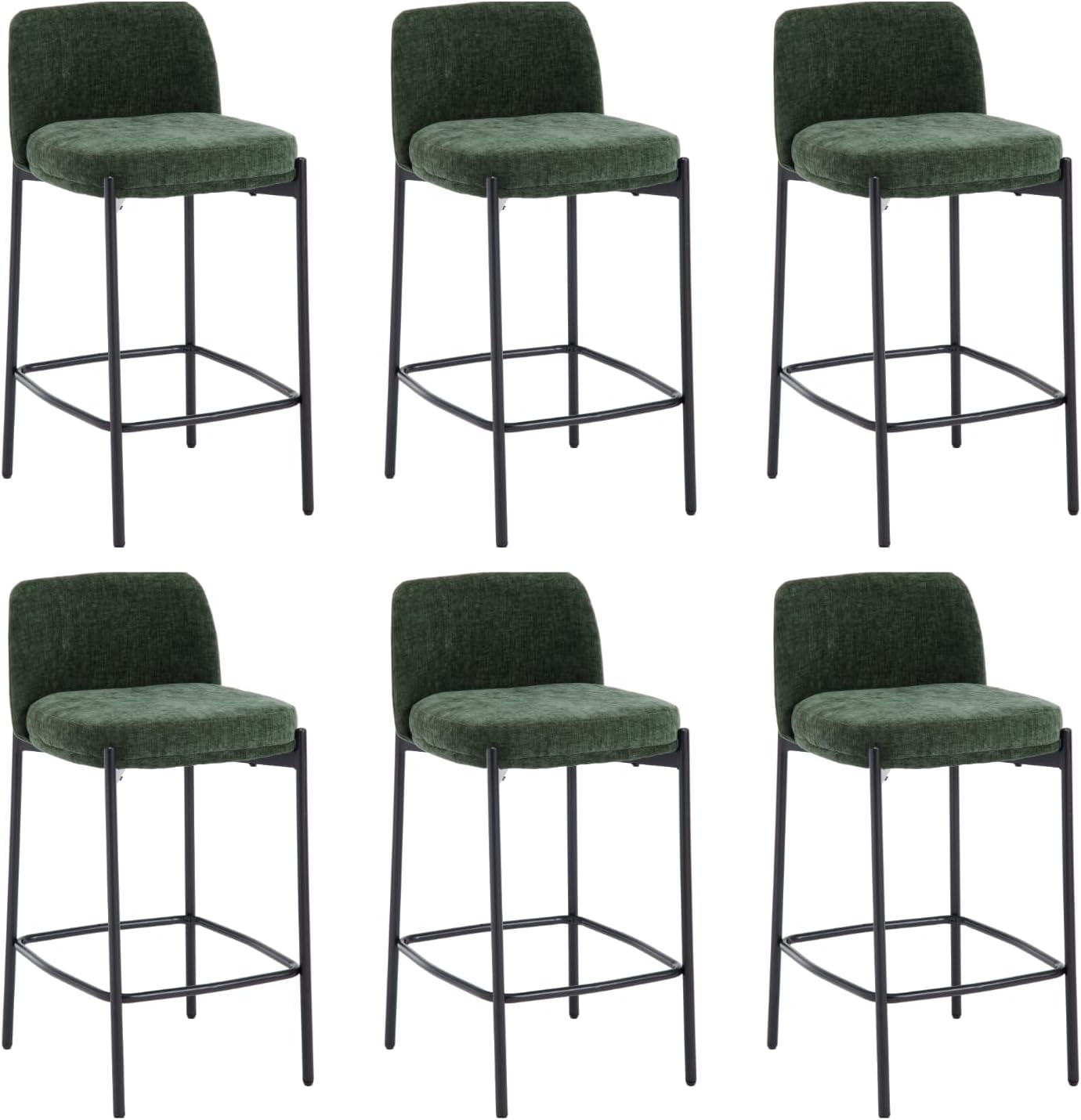 OIKMOINB Modern 26" Counter Height Bar Stools Green Chenille Counter ...