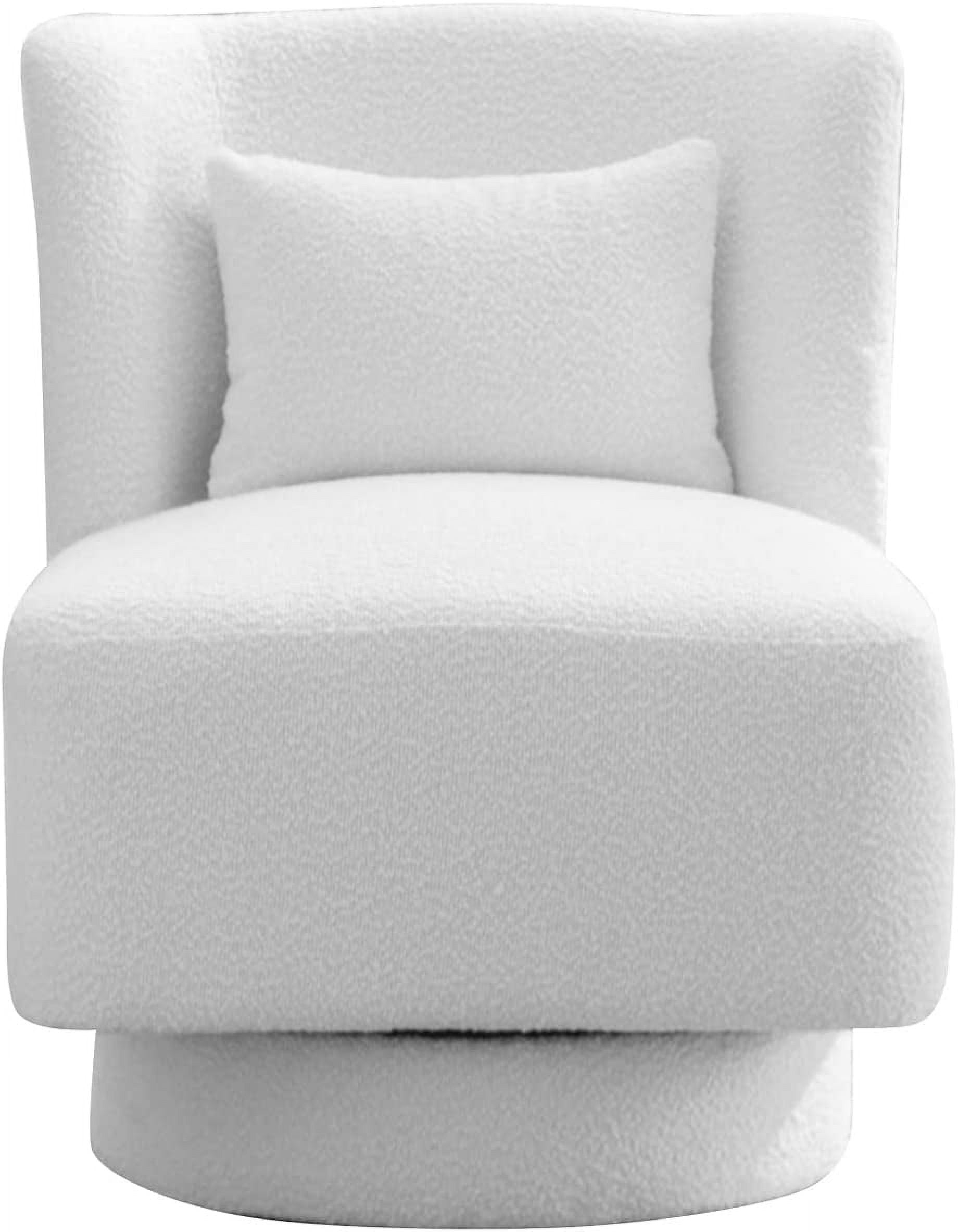 Modern Boucle Upholstered Accent Swivel Barrel Chair w/Pillow Armless ...