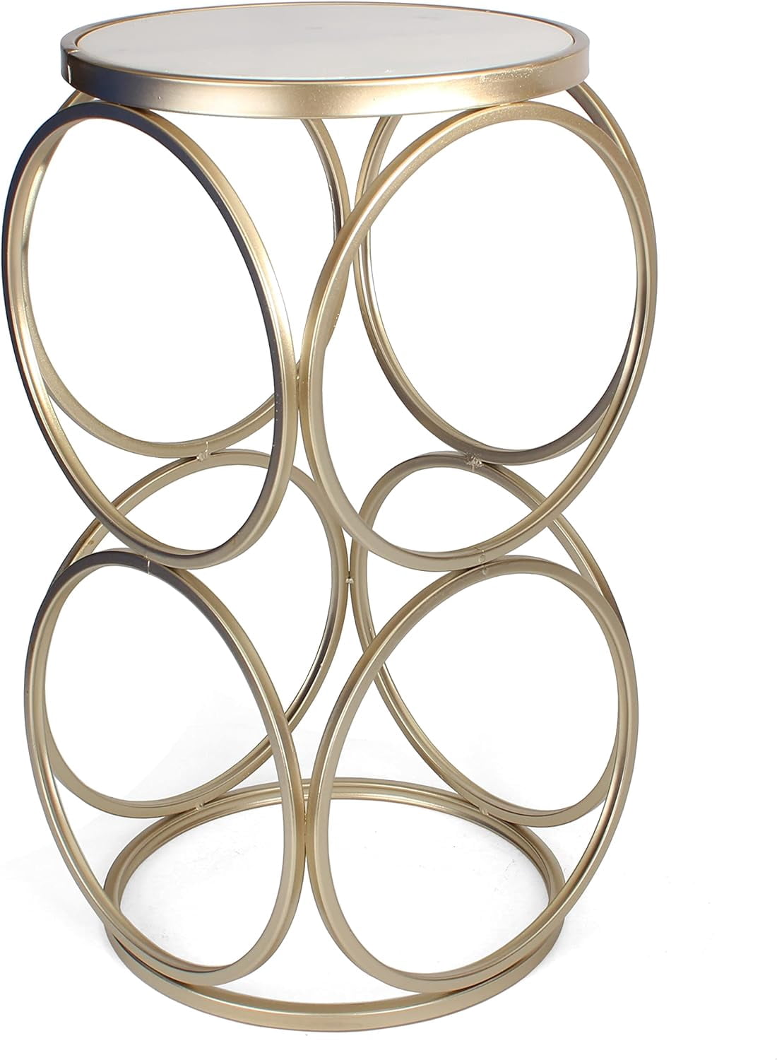OIKMOINB Rutledge & King Round End Table - Gold End Table with Marble ...