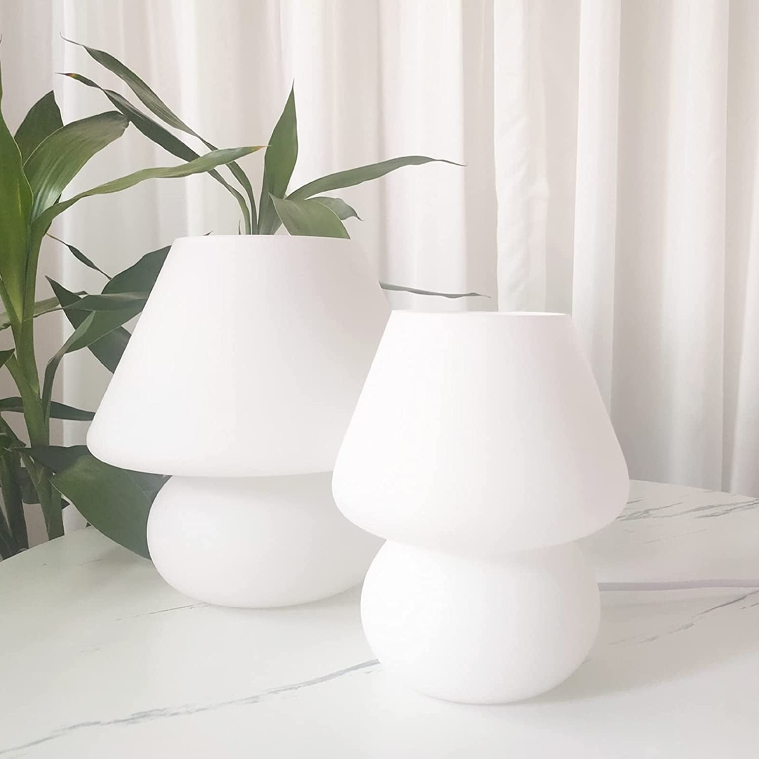 OIKMOINB Swirl Mushroom Lamp Translucent Glass Table Bedside Lamps ...