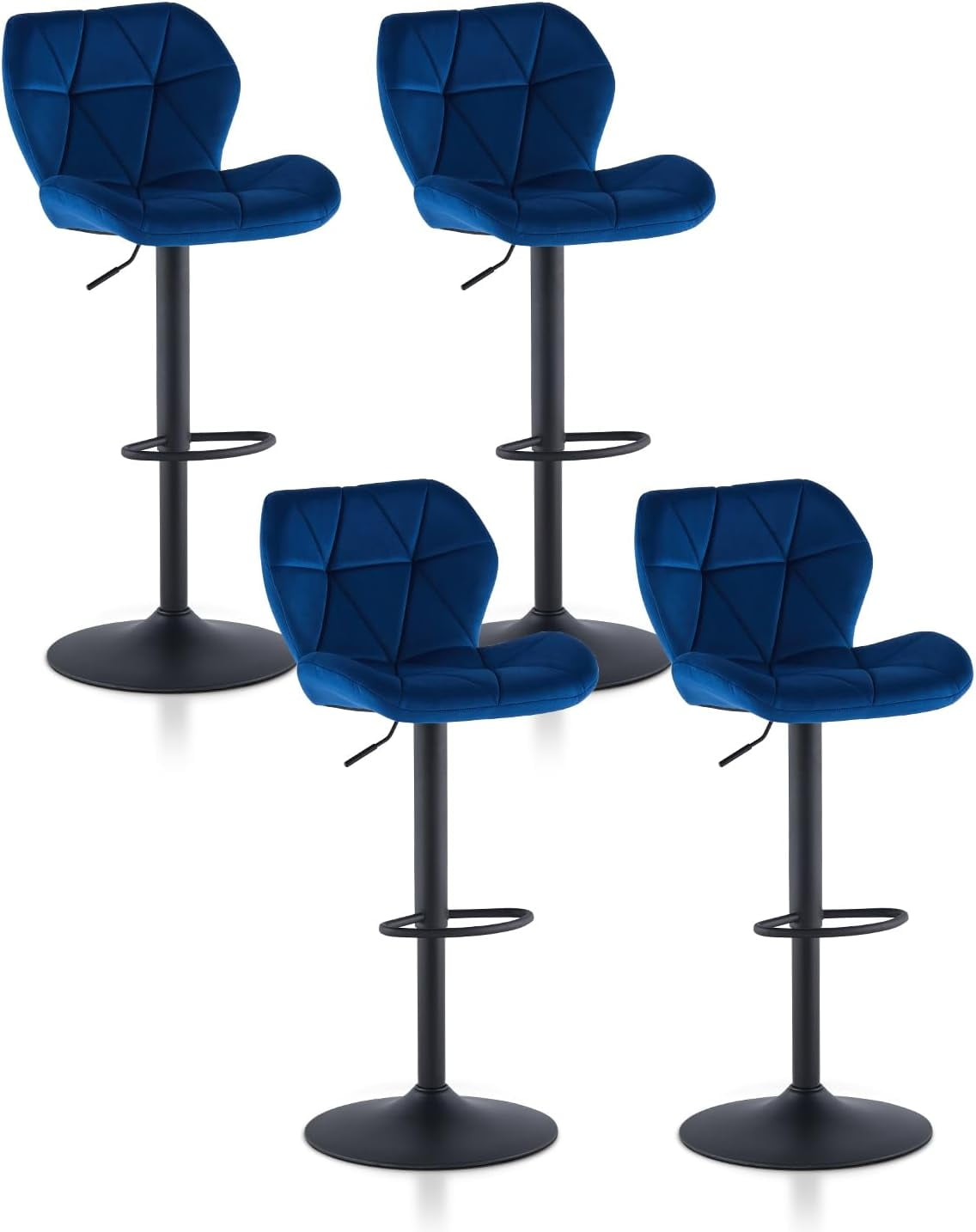 OIKMOINB Velvet Bar Stools Set of 2 Height Adjustable Swivel Stools for ...