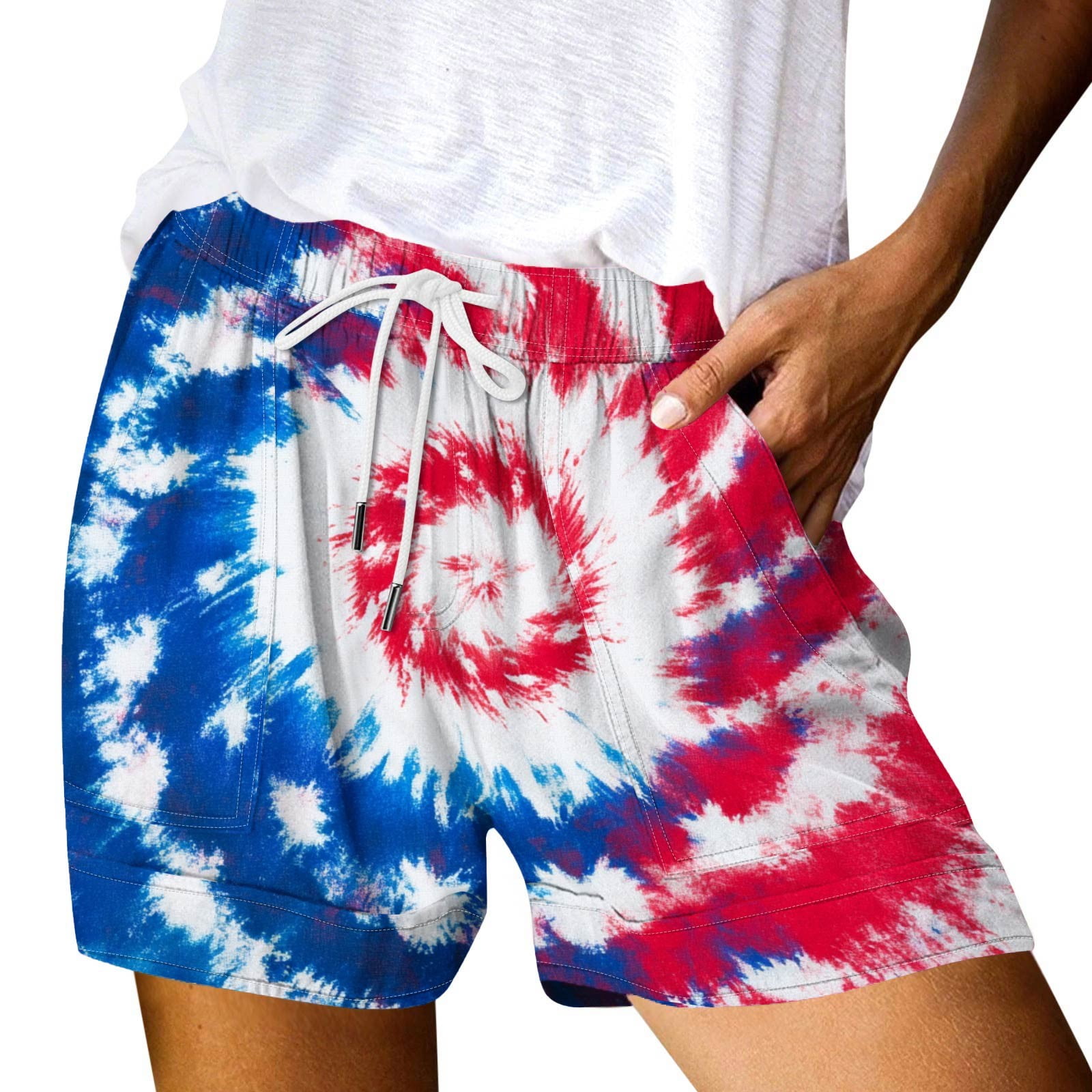 OIOLOYJM 4th Of July Patriotic Short for Women American Flag Star ...