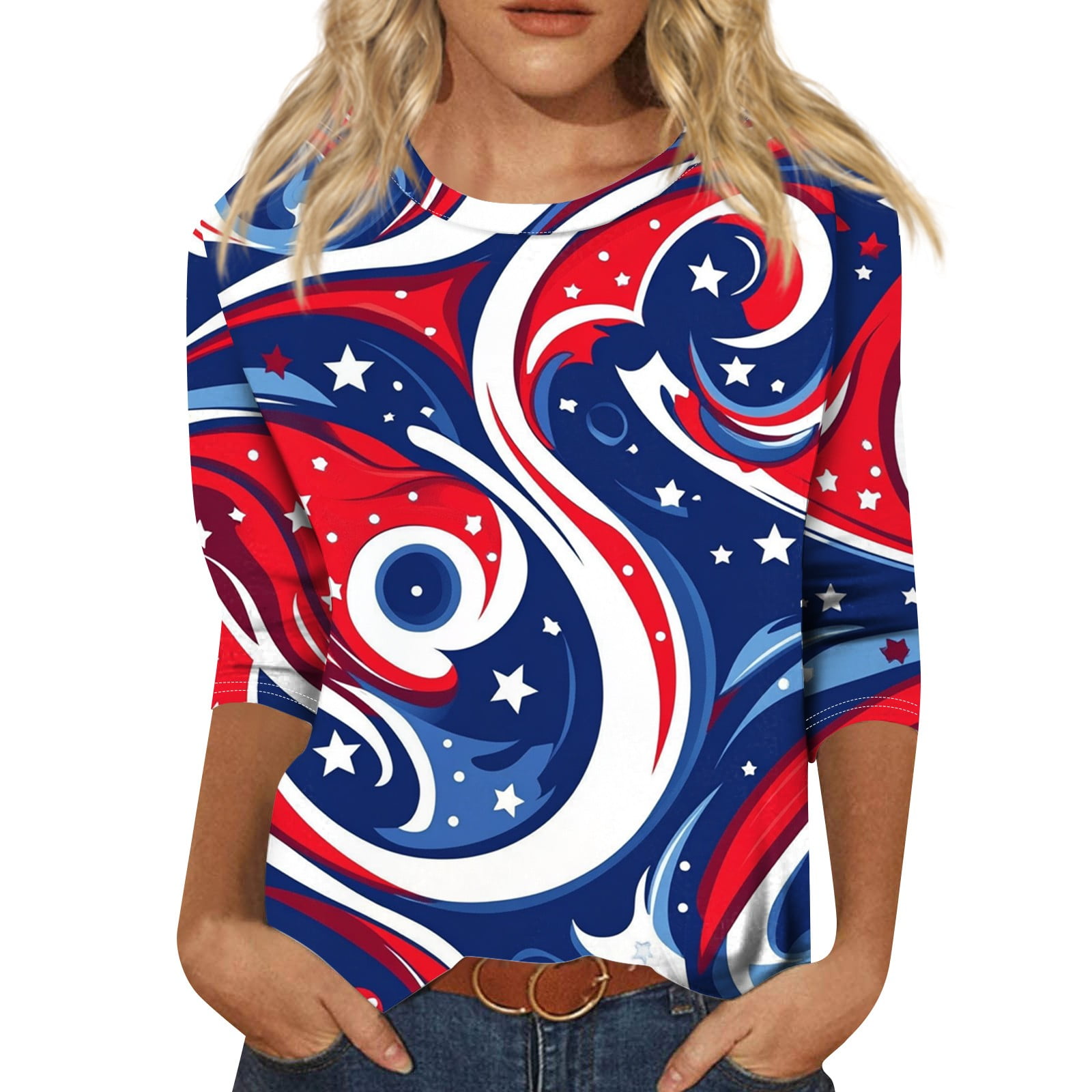OIOLOYJM 4th Of July Shirts Women Usa Flag Graphic Patriotic T-Shirts ...
