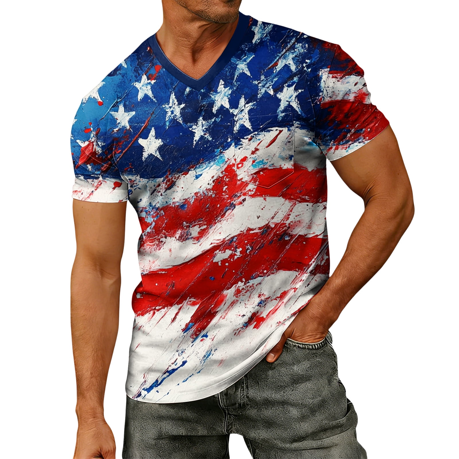 OIOLOYJM Men's 250th Anniversary T Shirts with Pocket 2026 Casual ...