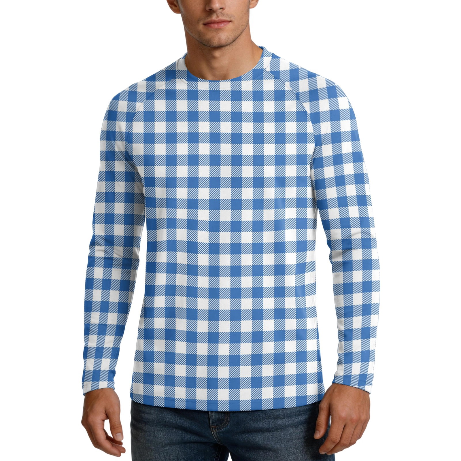 OIOLOYJM Mens Sun Shirt Long Sleeve UPF Sun protection Plaid Rash Guard ...