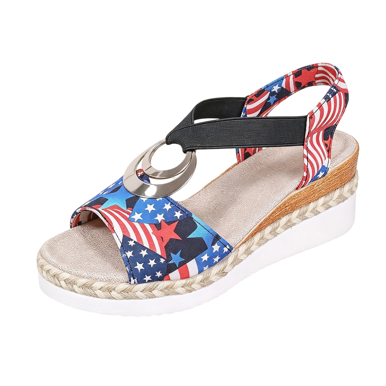 OIOLOYJM Patriotic Sandals for Women American Flag Arch Support ...