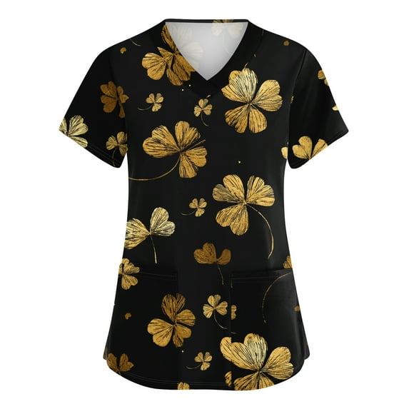 OIOLOYJM St. Patrick's Day Scrub Tops Women 2026 Irish Medical Clover ...
