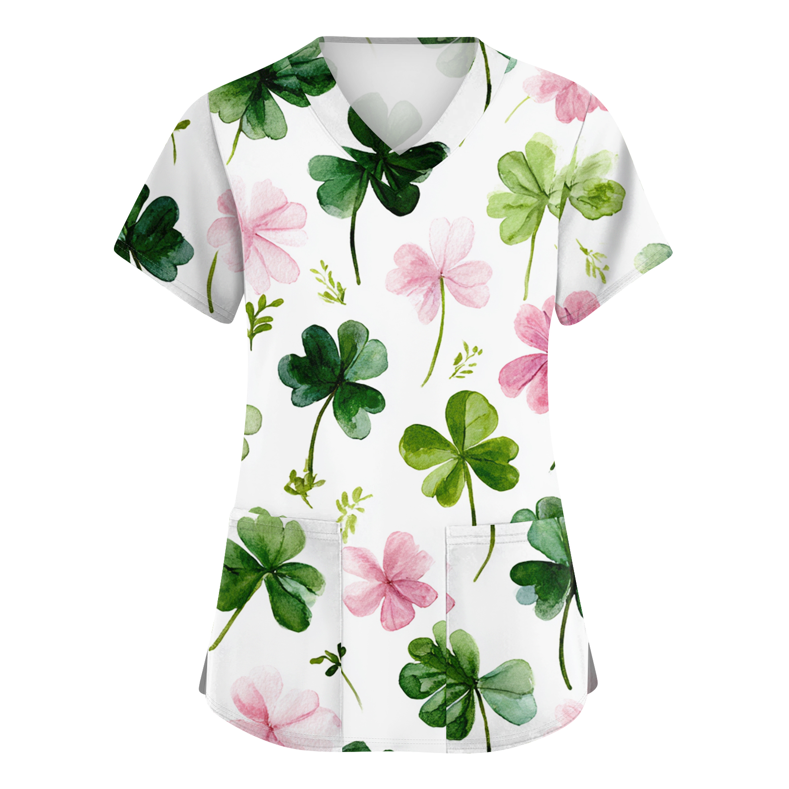 OIOLOYJM St. Patrick's Day Scrubs Tops for Women Funny Medical Clover ...
