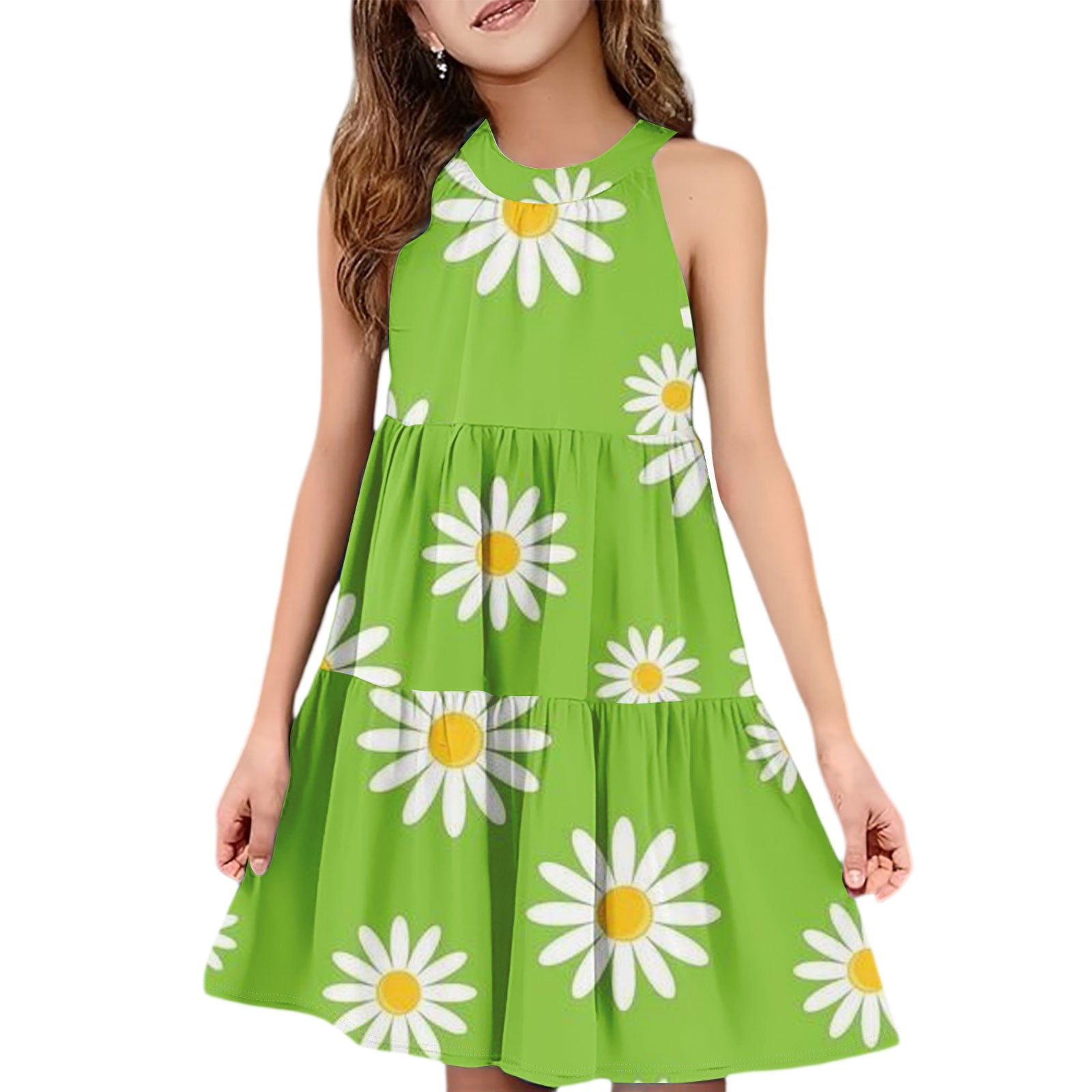 OIOLOYJM Sundresses for Girls 2025 Beach Vacation Round Neck Sleeveless ...