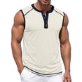 OIOLOYJM Tank Tops Men Sleeveless Patchwork Workout Gym Muscle Henley ...