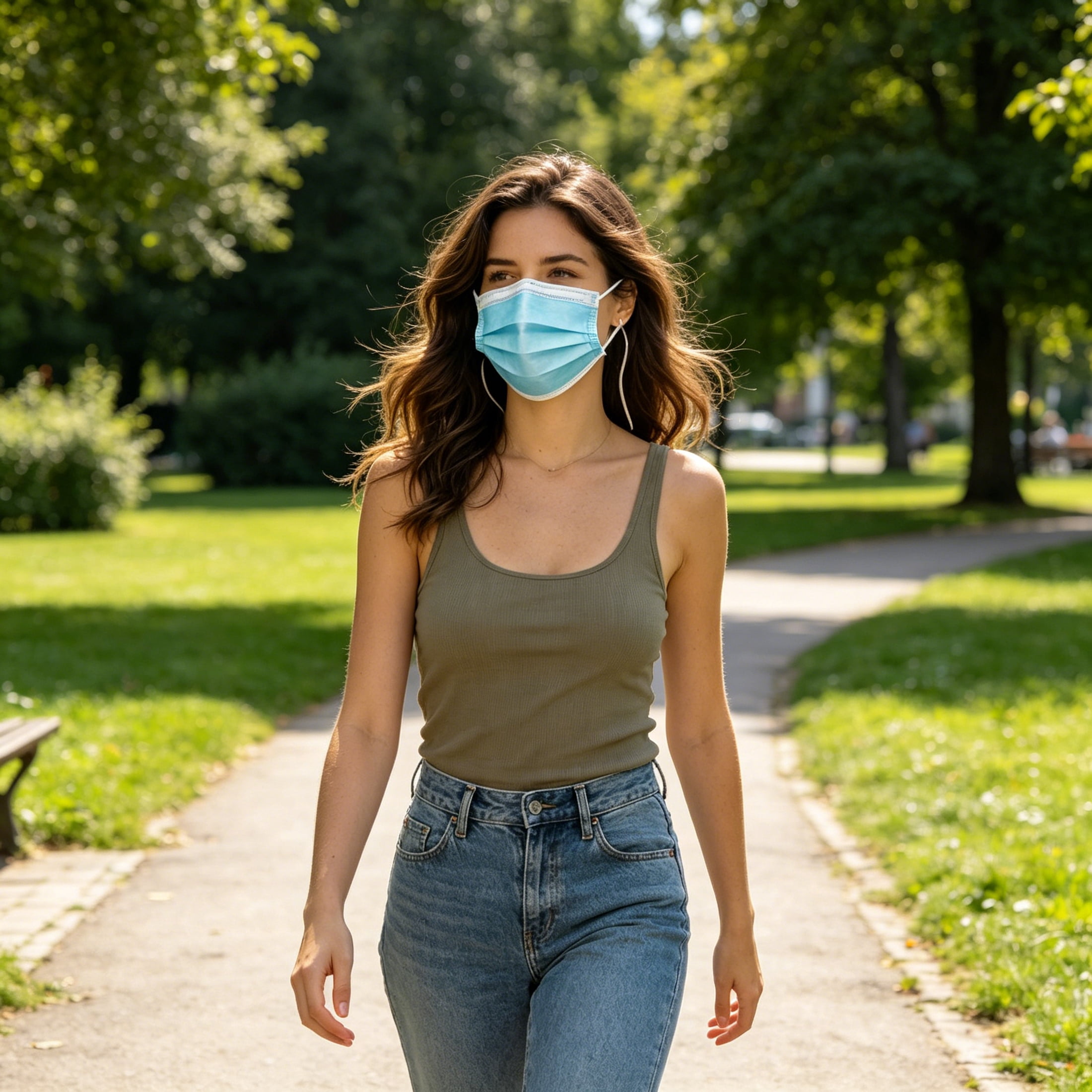 OITY 3-Ply Disposable Face Masks,Soft on Skin,Pack of Blue Masks with ...