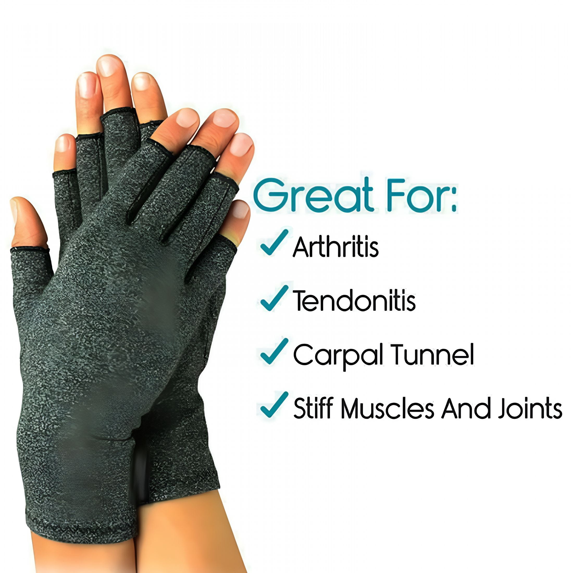OITY Half Finger Compression Cotton Gloves Joint Pain Relief, Hand ...