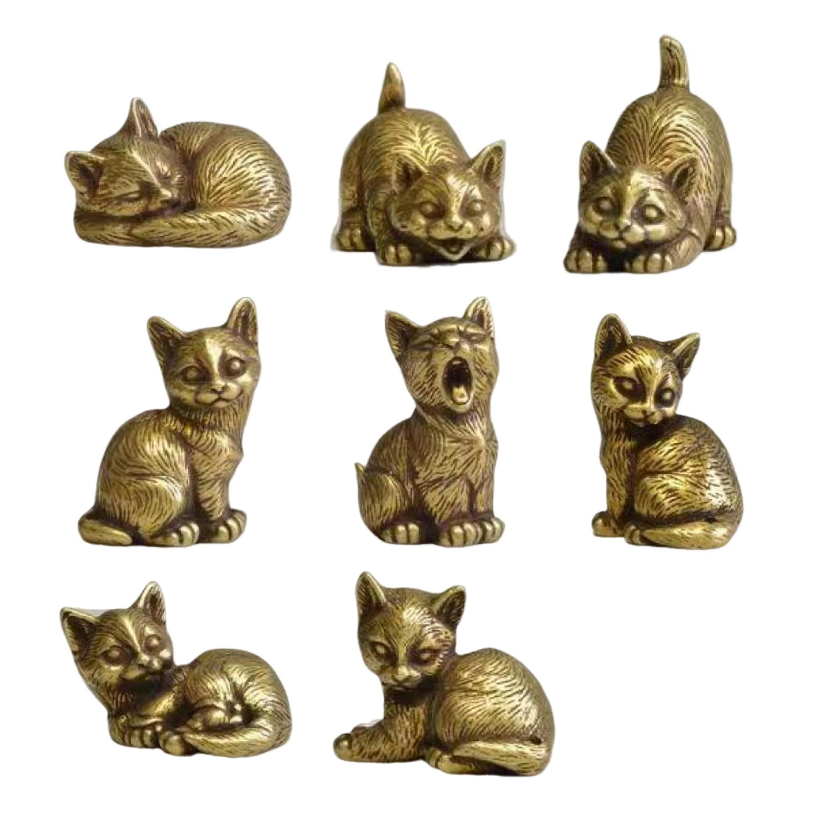 OIUR Brass Cat Figurine Small Cat Statue Incense Stick Holder Desktop ...