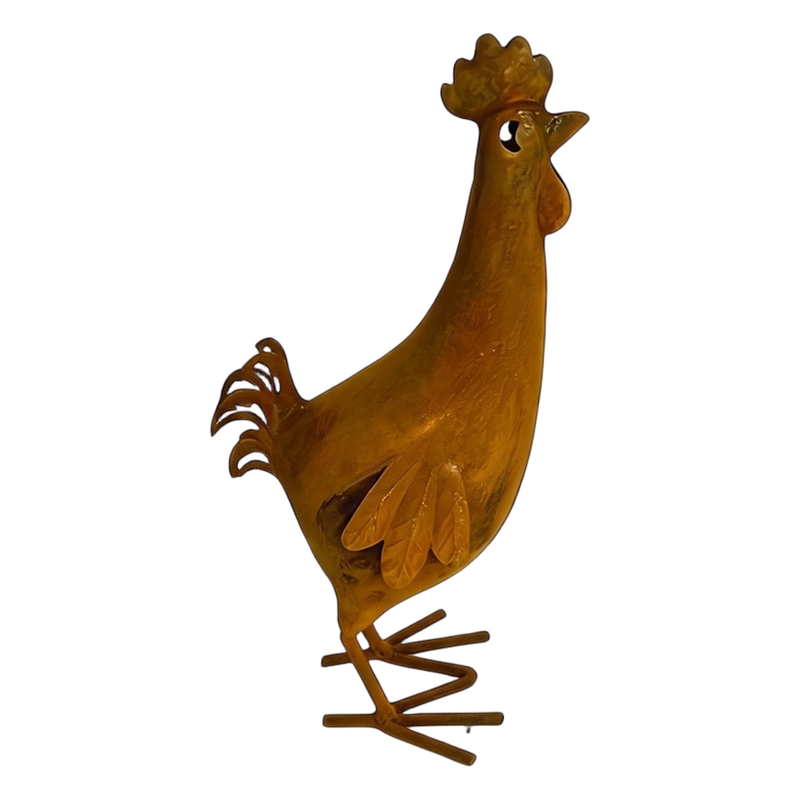 OIUR Metal Rooster Statue, Rustic Distressed Iron Rooster Figurine ...