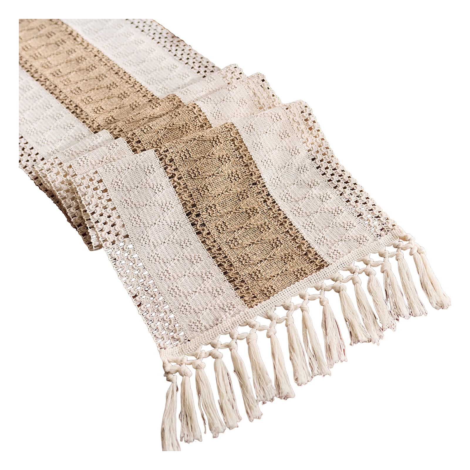 OIUR Table Runner Color Block Long Strip Design Tassel Element Table ...