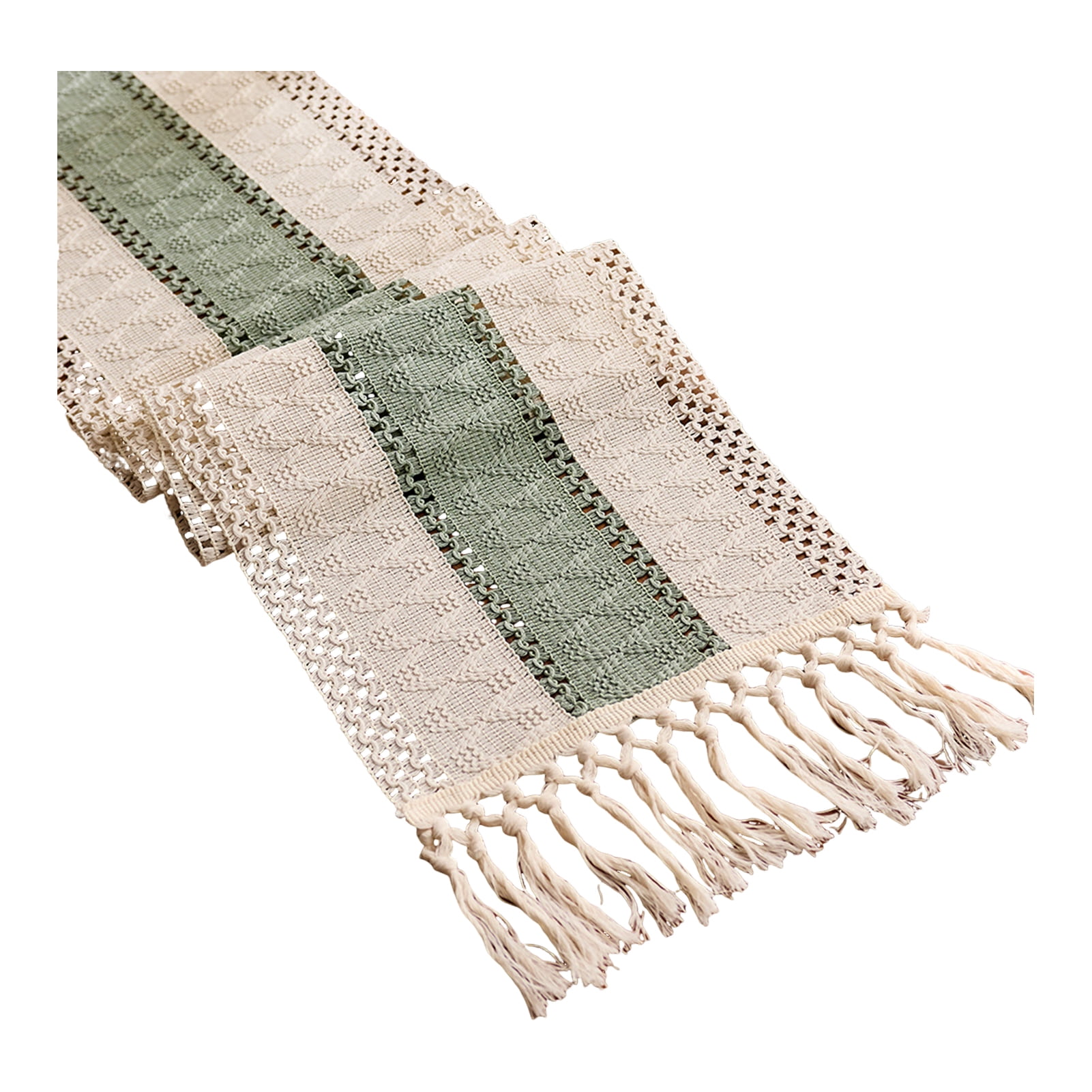 OIUR Table Runner Color Block Long Strip Design Tassel Element Table ...