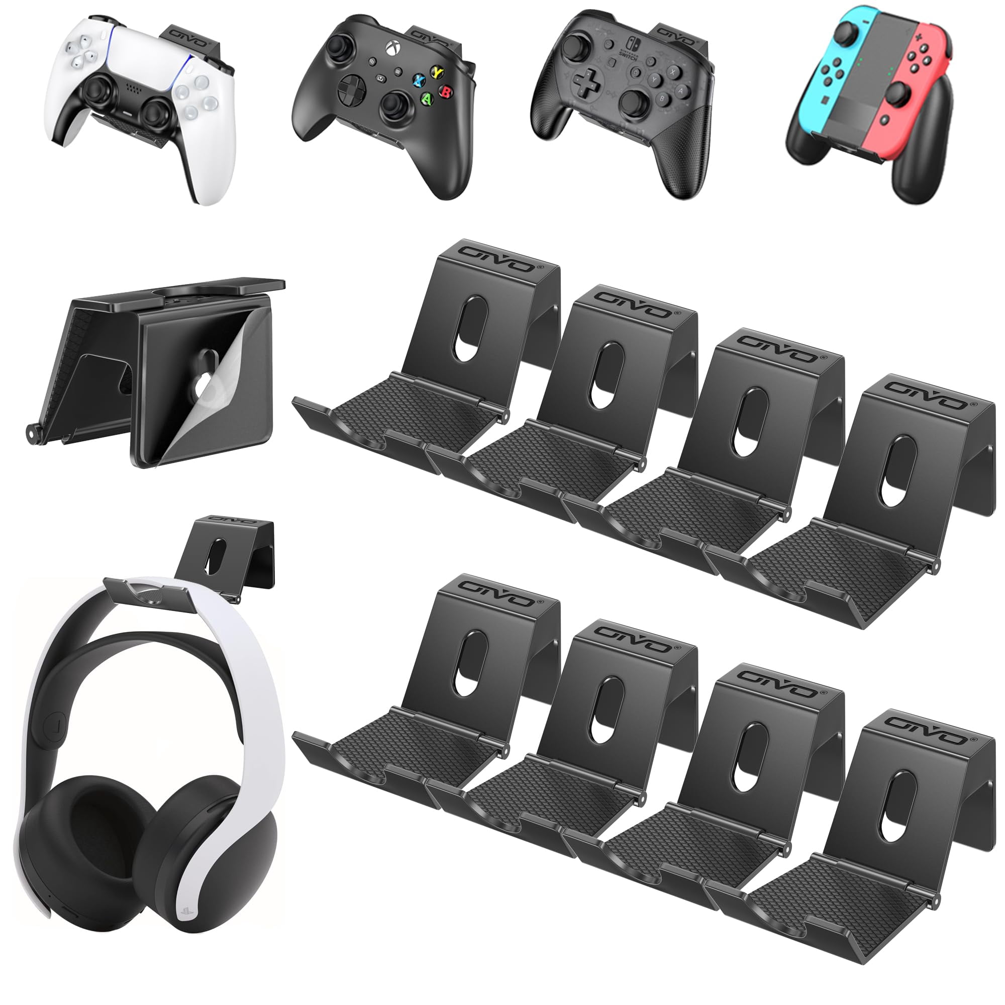 OIVO Controller & Headset Wall Mount Holder Stand, Foldable Headphone ...