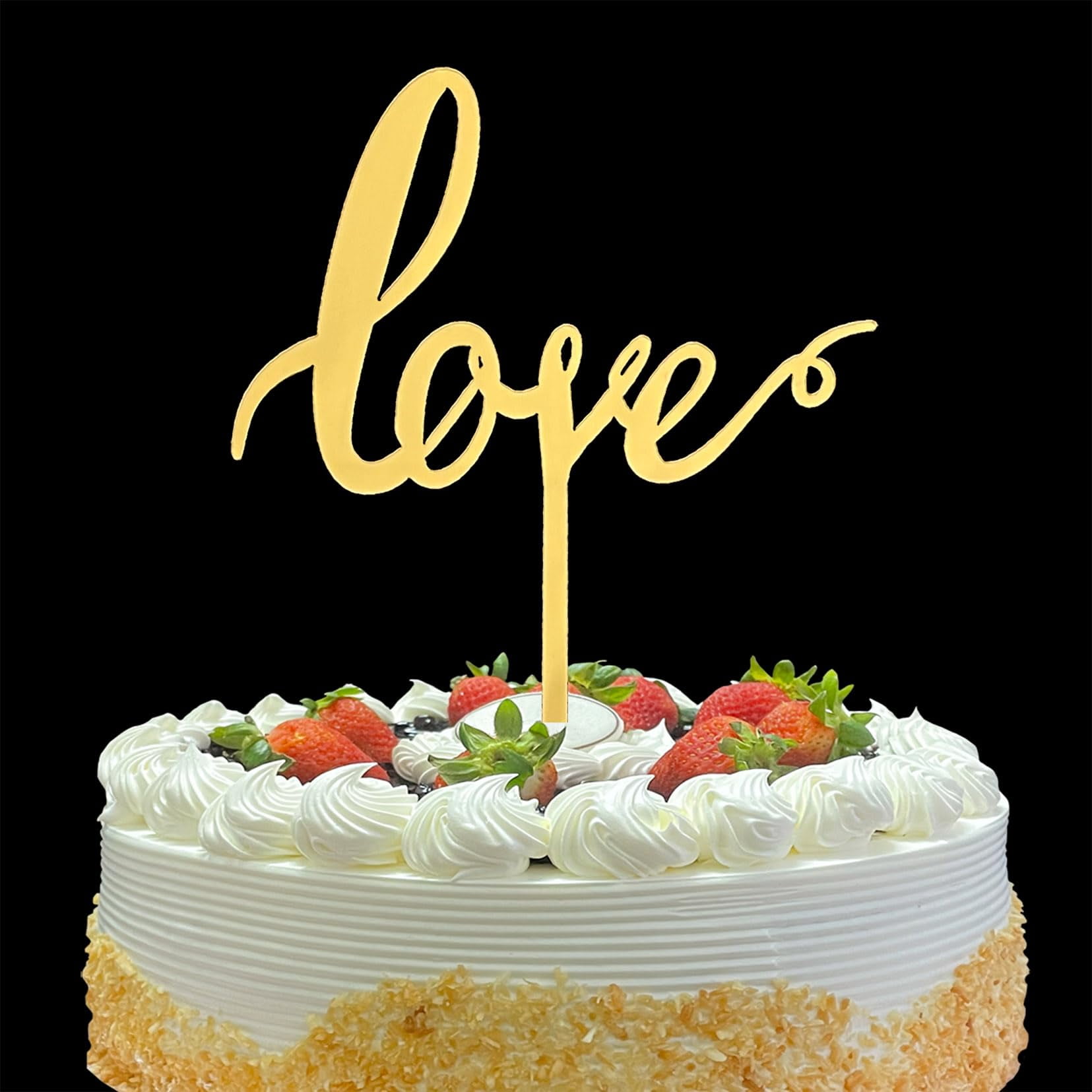 OIXCMNJQ Mirror Gold Love Cake Topper COC1for Wedding Reception ...