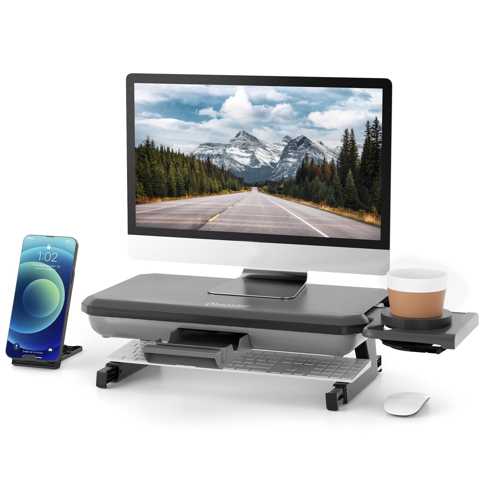 OImaster Monitor Stand Adjustable Height Computer Monitor Riser with ...