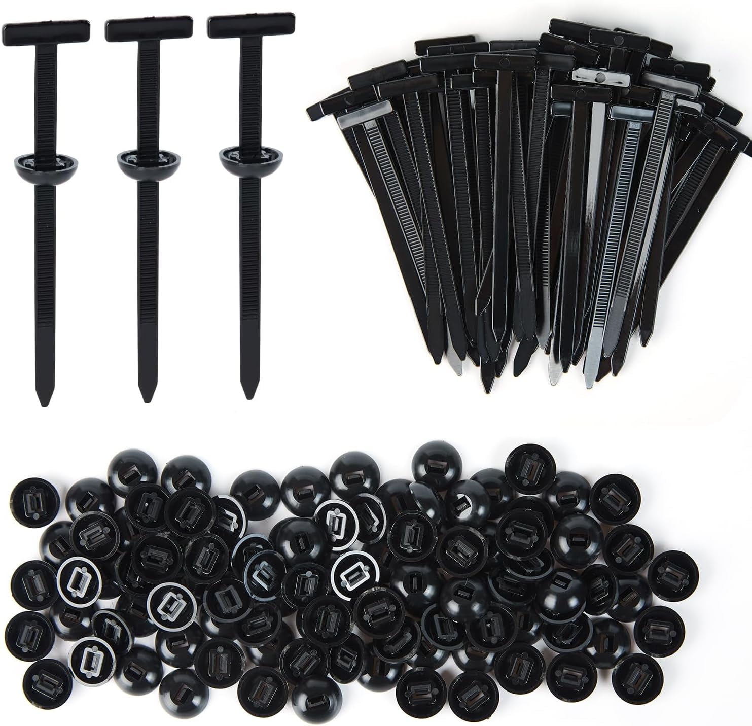 OJGNBML-100 Pack T-Shaped Zip Ties,Heavy Duty UV Resistant Nylon Cable ...