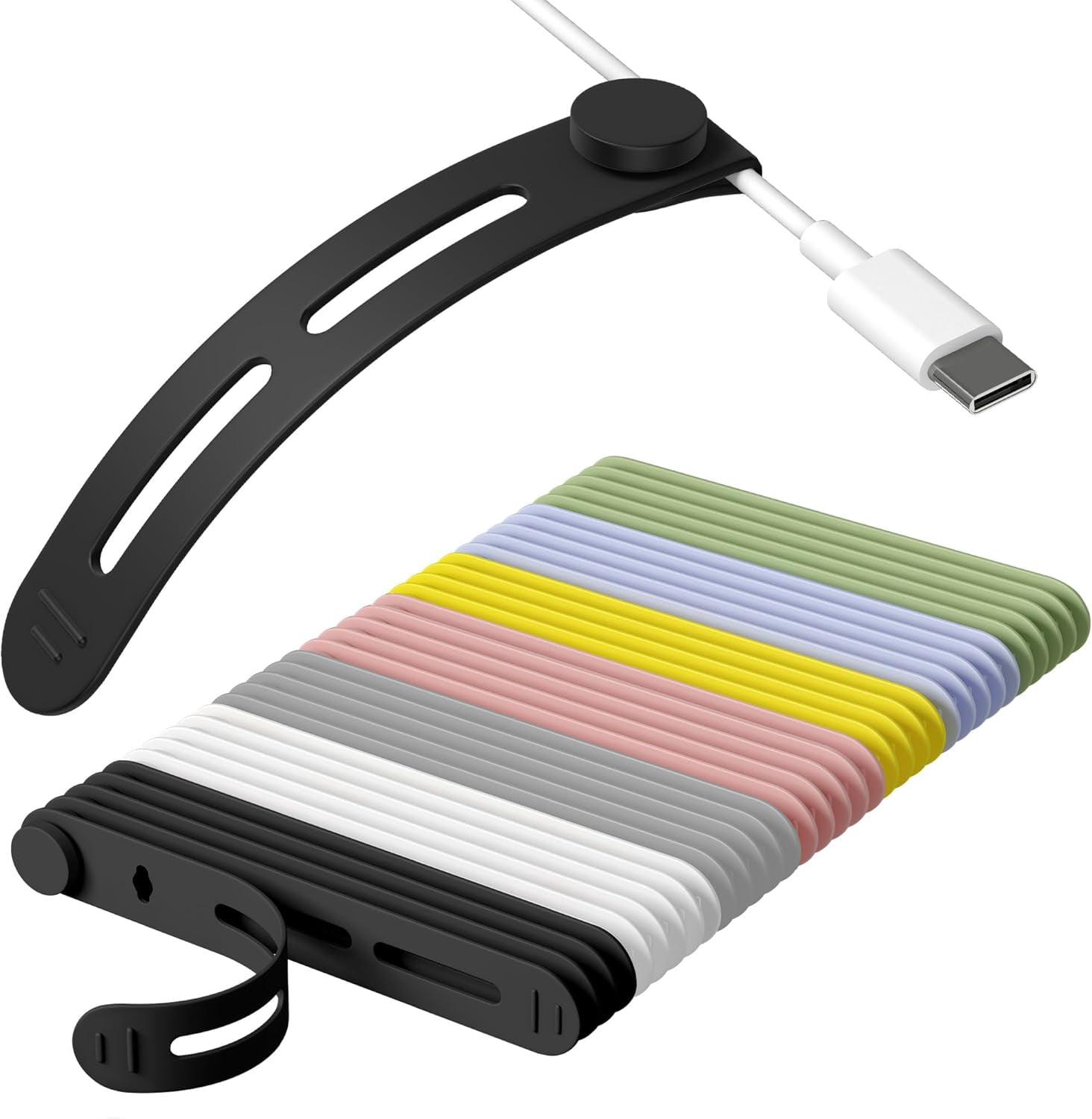 OJGNBML-35Pcs Reusable Cable Ties, Adjustable Silicone Cord Organizer ...