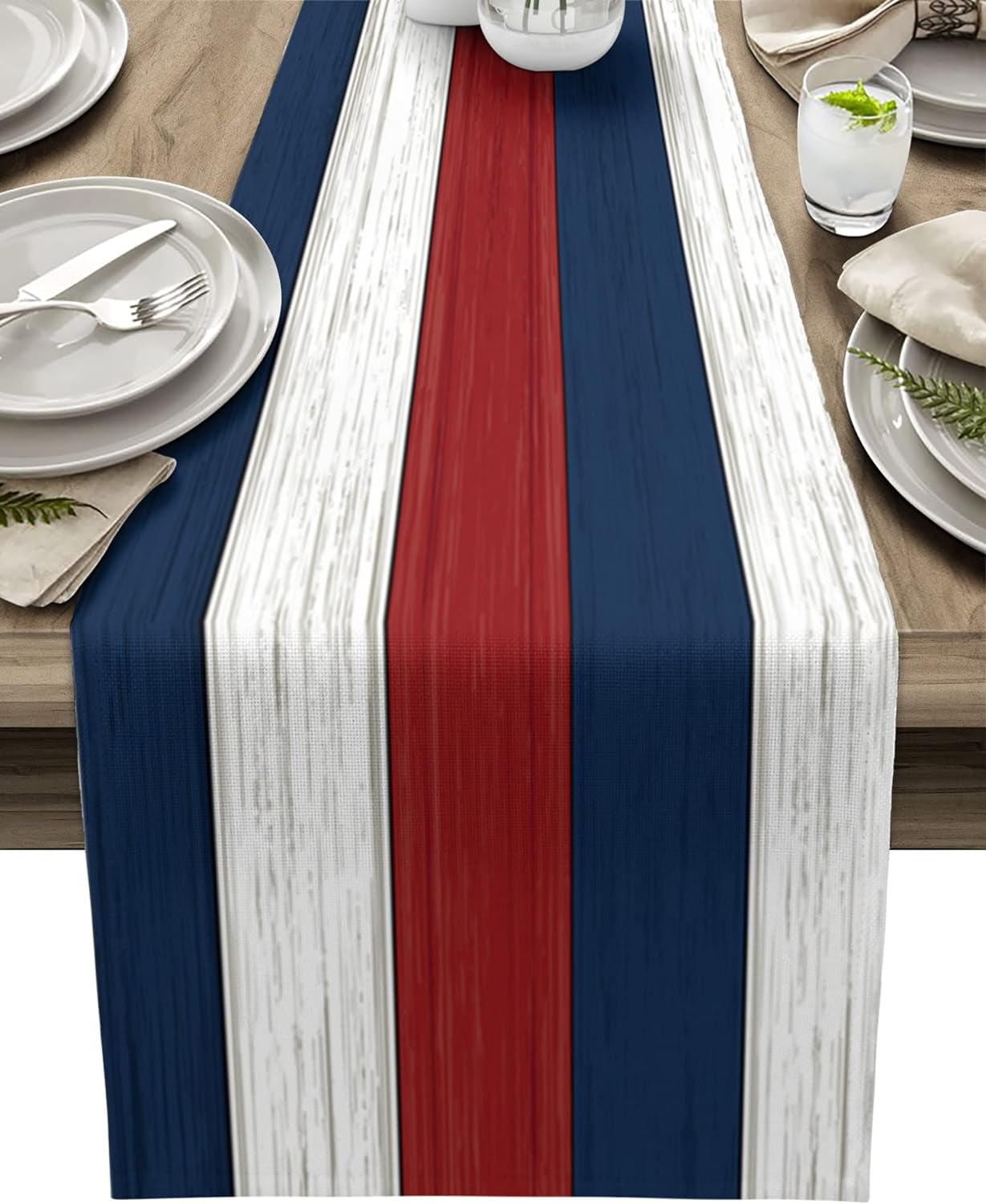OJGNBML-4th of July Table Runner, Red White and Blue Cotton Linen ...