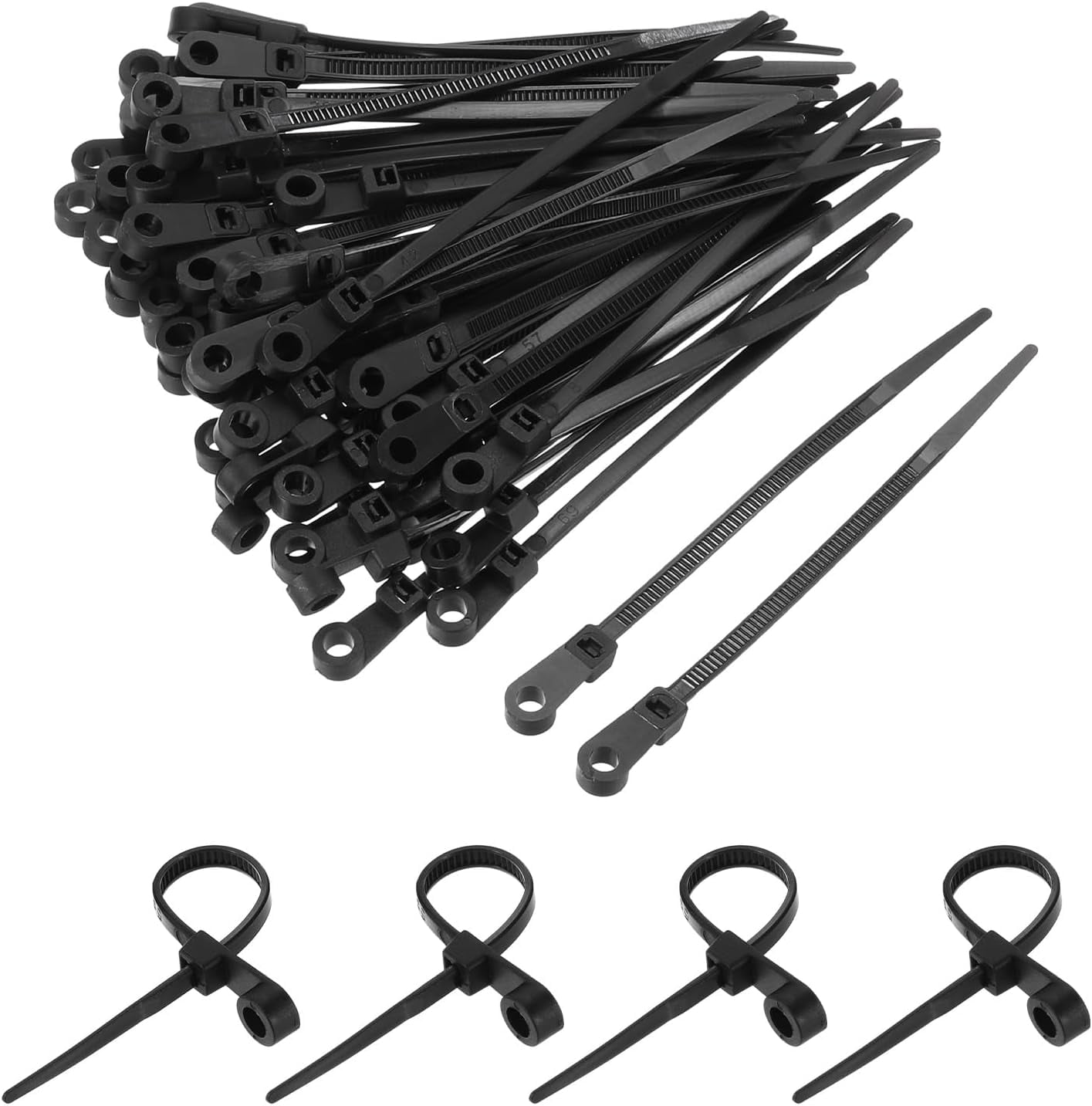 OJGNBML-500Pcs 4 Inch 40 Lbs Mounting Head Cable Zip Ties with Screw ...