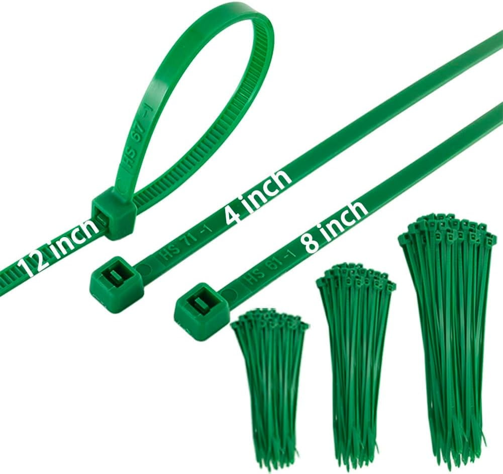 OJGNBML-Assorted Size Zip Ties Green 18-40 Pounds Tensile Strength Thin ...