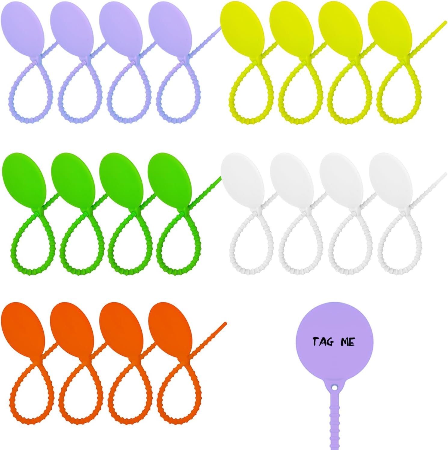 OJGNBML-Cable Labels-Reusable Zip Tie, 20Pack Silicone Cord Organizer ...