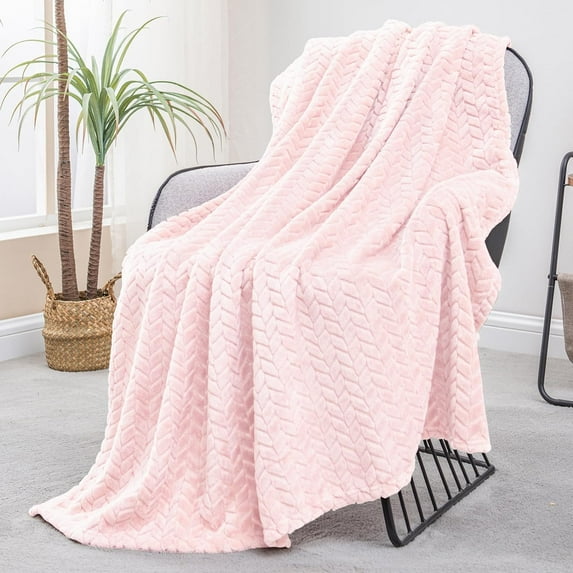 OJGNBML-Fleece Throw Blanket for Couch, 50x70 Inches Soft Cozy Jacquard Flannel Blankets ...