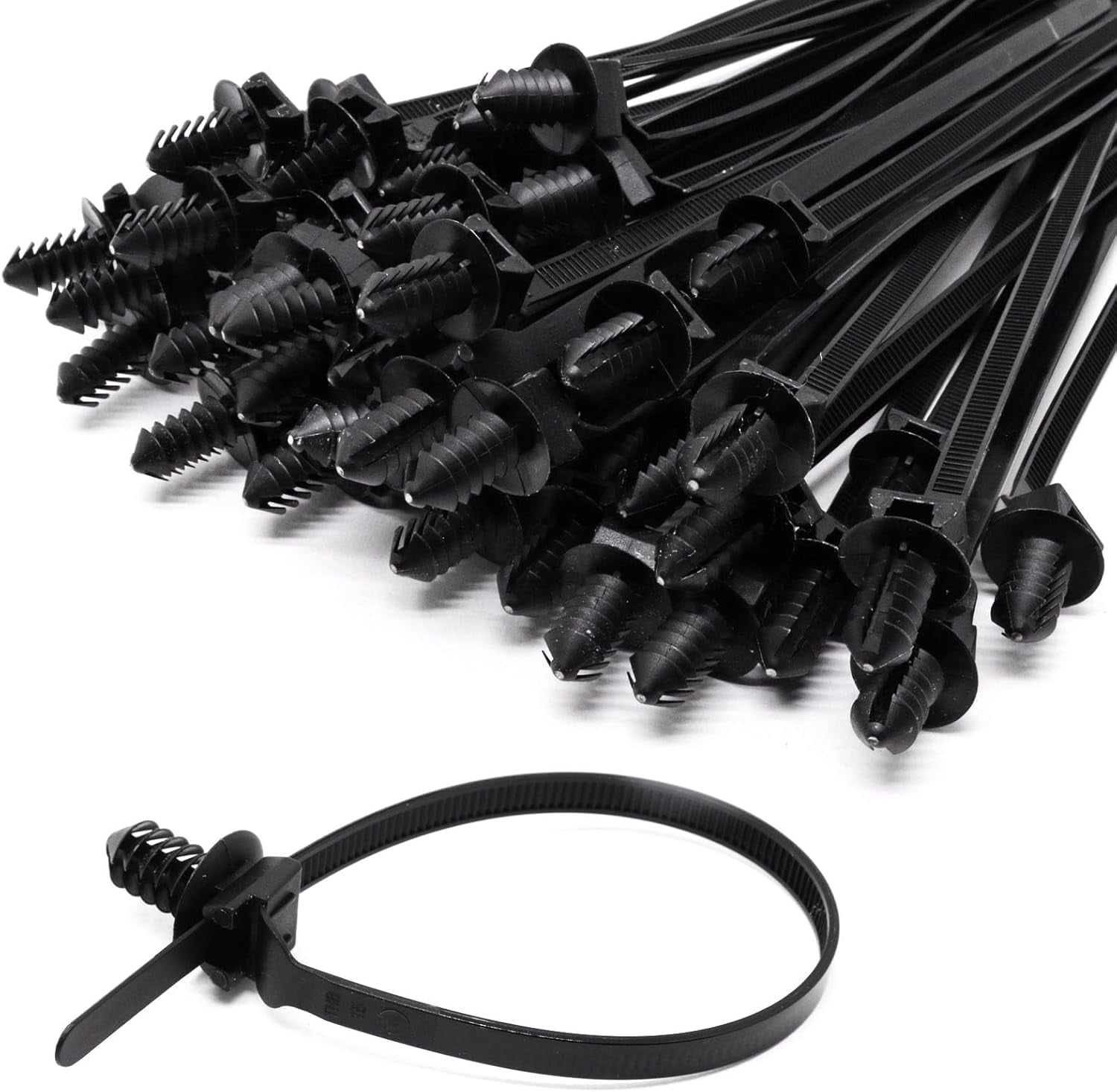 OJGNBML-Push Mount Zip Ties 100Pcs, Heavy Duty Black Wire Zips Tie ...
