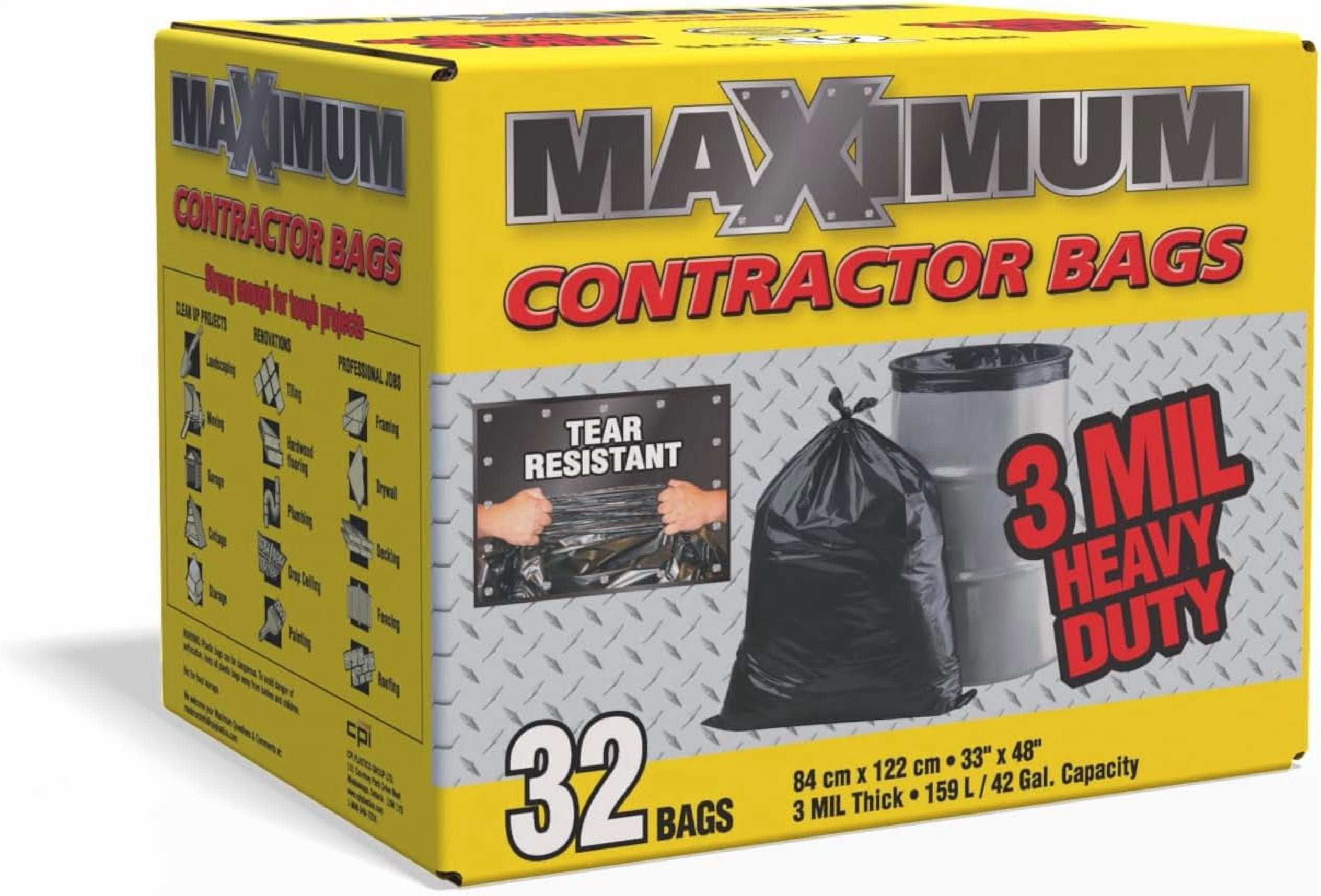 OJGNBMLZ-Contractor Garbage Bags – 3 mil Heavy Duty – 32 Count – Extra ...